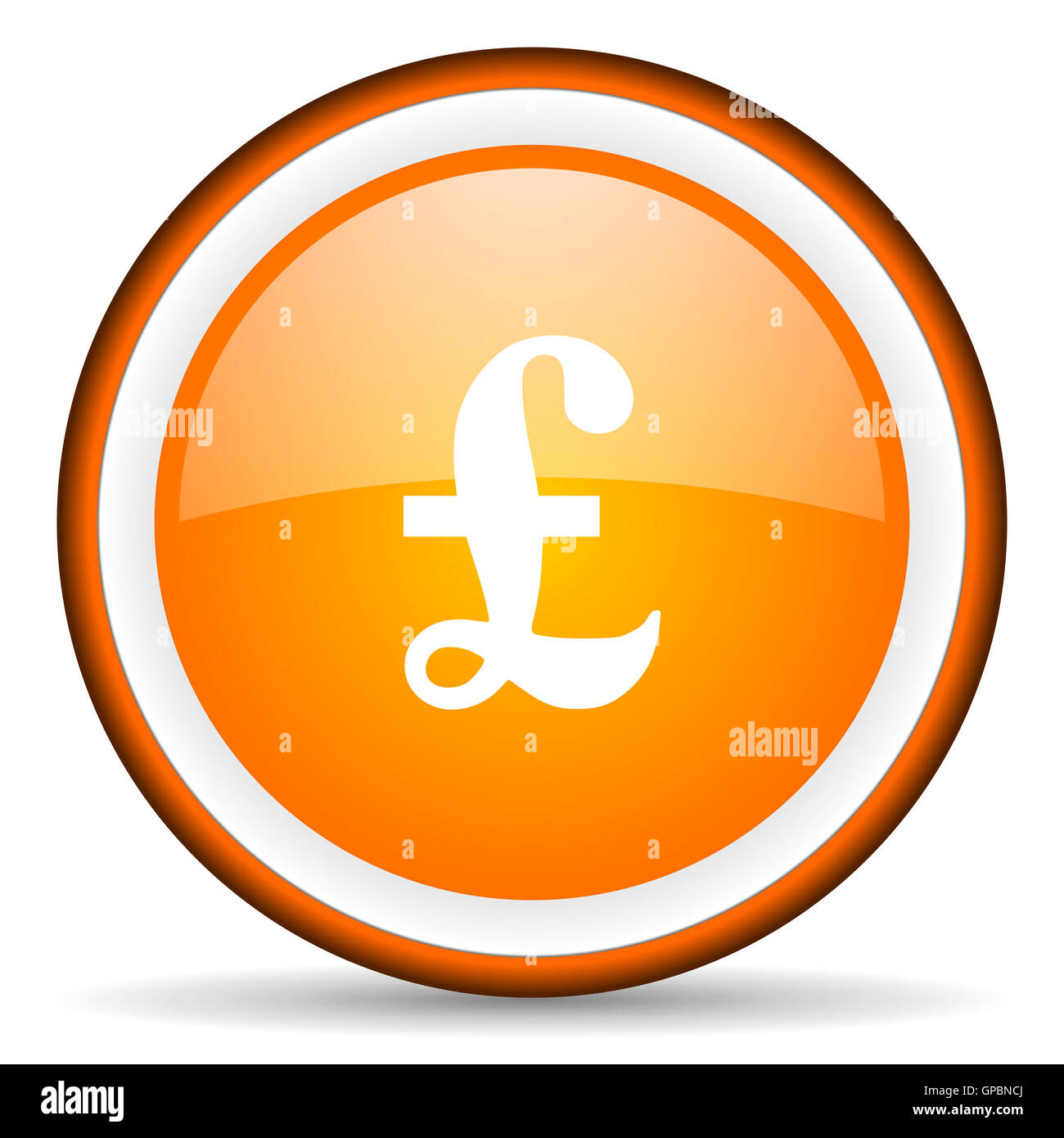 pound orange glossy circle icon on white background Stock Photo - Alamy