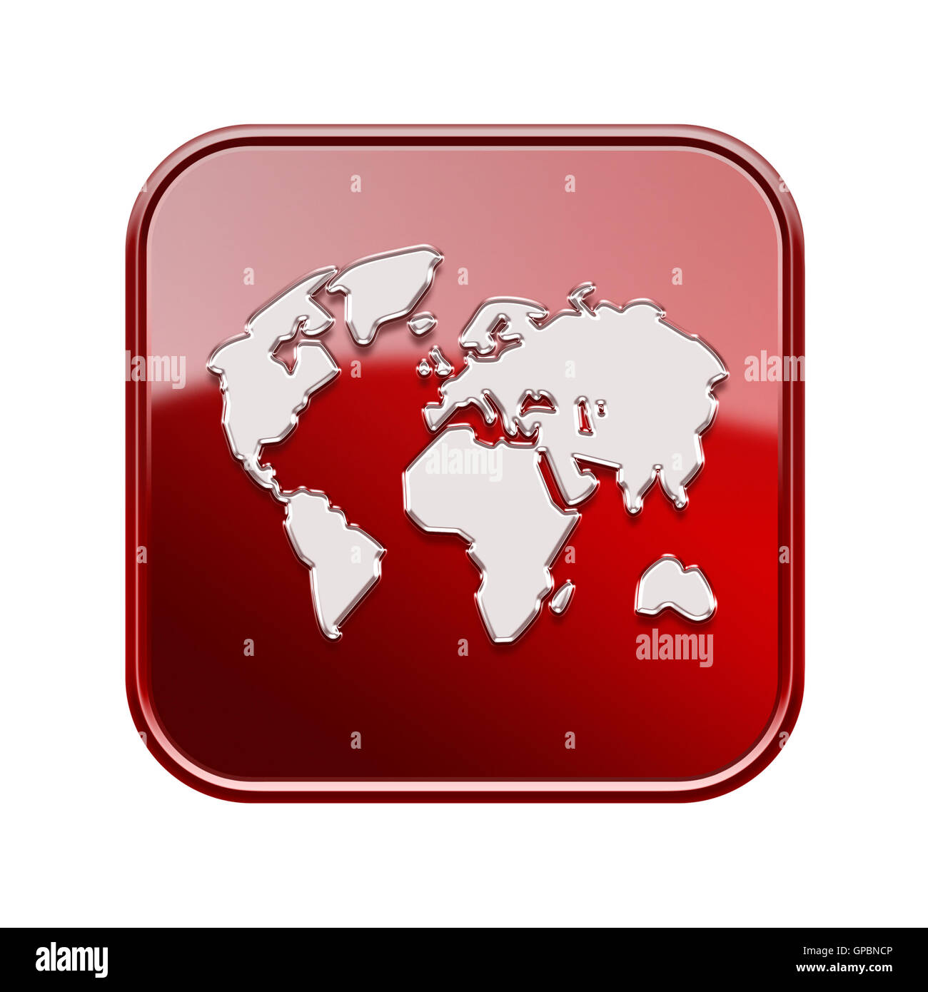 World icon glossy red, isolated on white background Stock Photo - Alamy