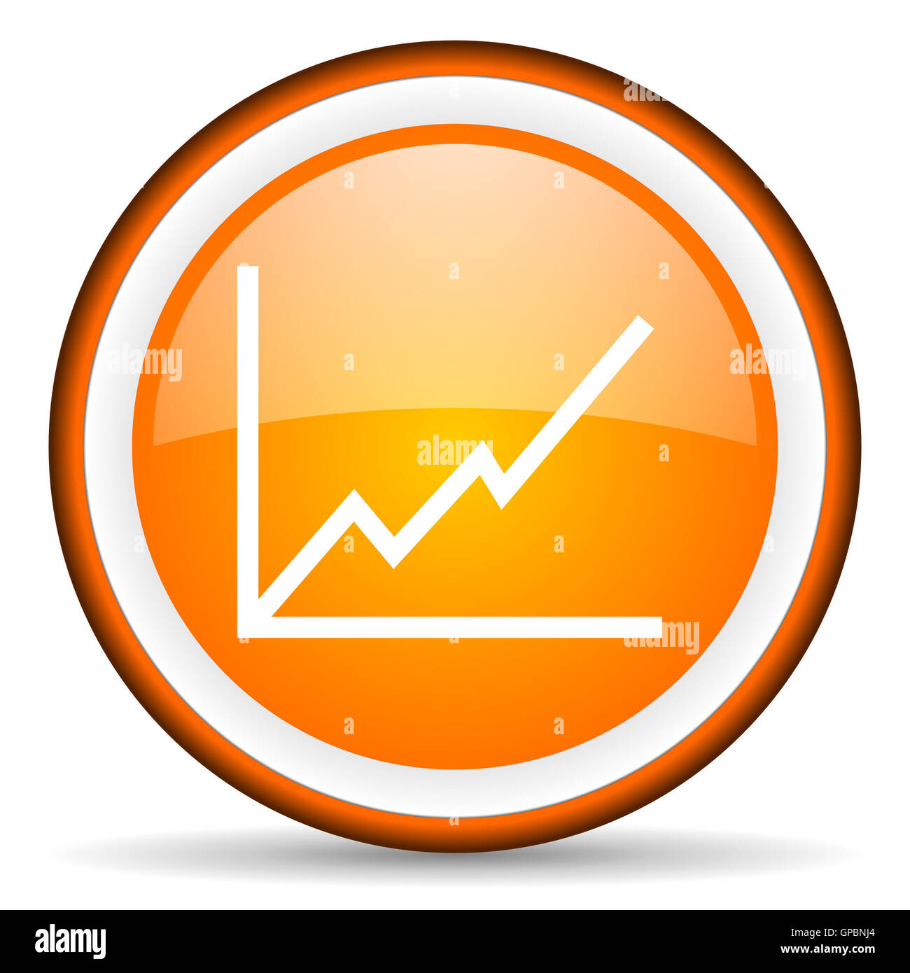 chart orange glossy circle icon on white background Stock Photo - Alamy