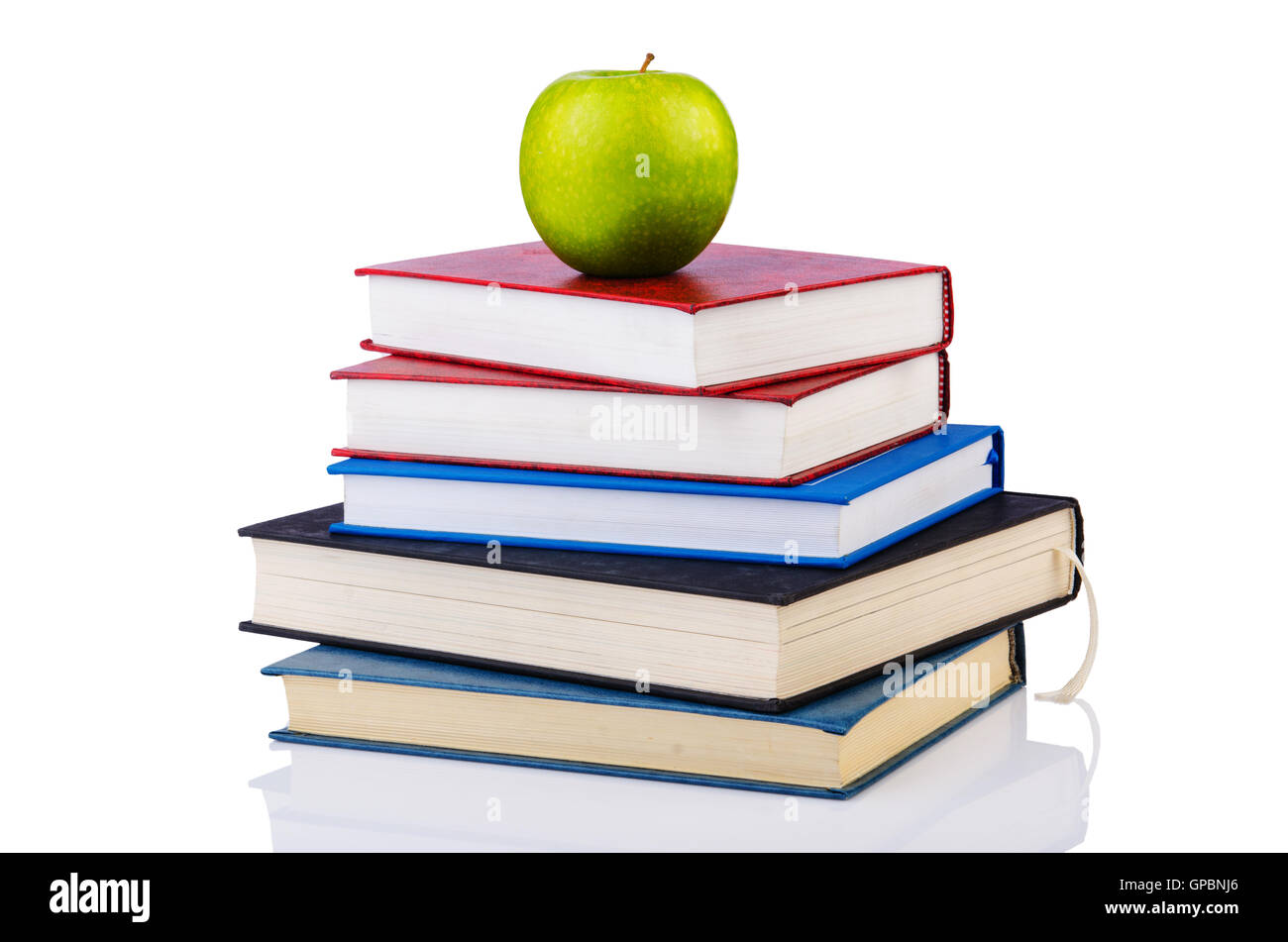 Back to school concept with books and apple Stock Photo - Alamy