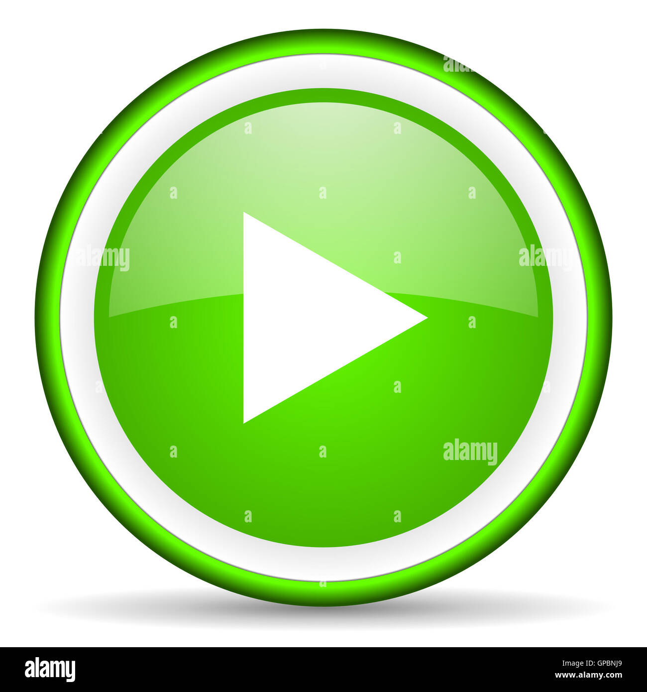 play green glossy icon on white background Stock Photo - Alamy