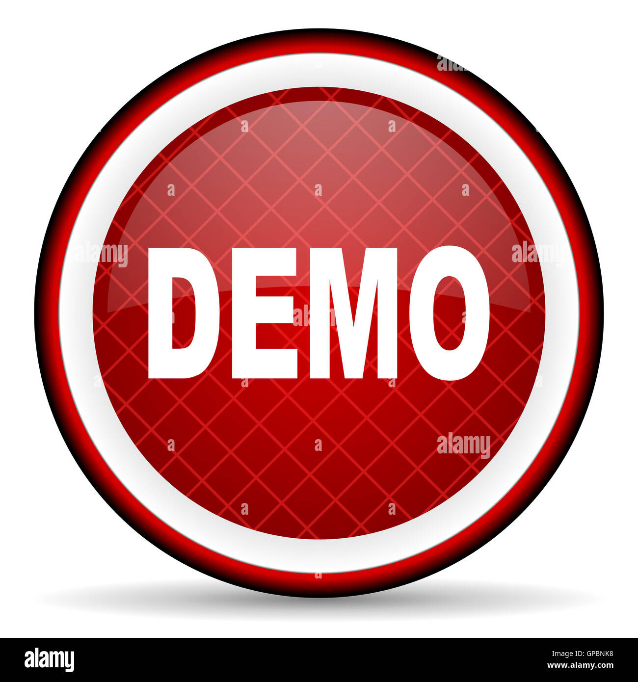 demo red glossy icon on white background Stock Photo - Alamy