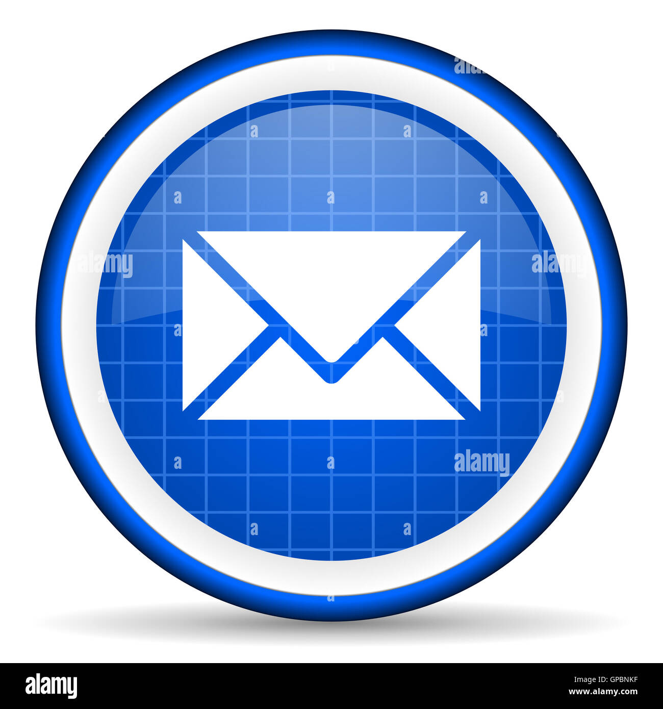 mail blue glossy icon on white background Stock Photo - Alamy