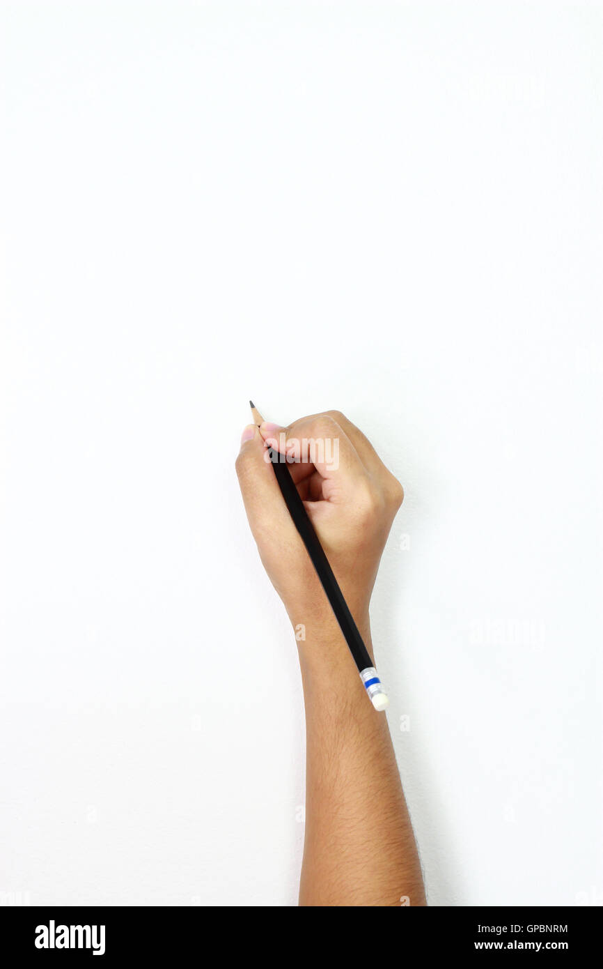 human hands with pencil and writting something Stock Photo - Alamy