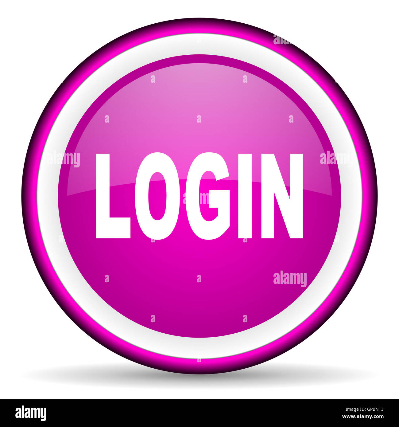 login violet glossy icon on white background Stock Photo - Alamy