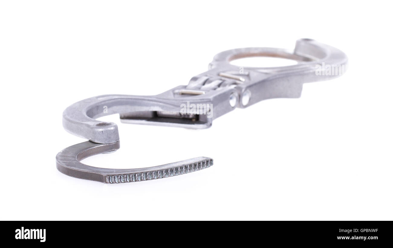 A close-up of metal handcuffs Stock Photo - Alamy