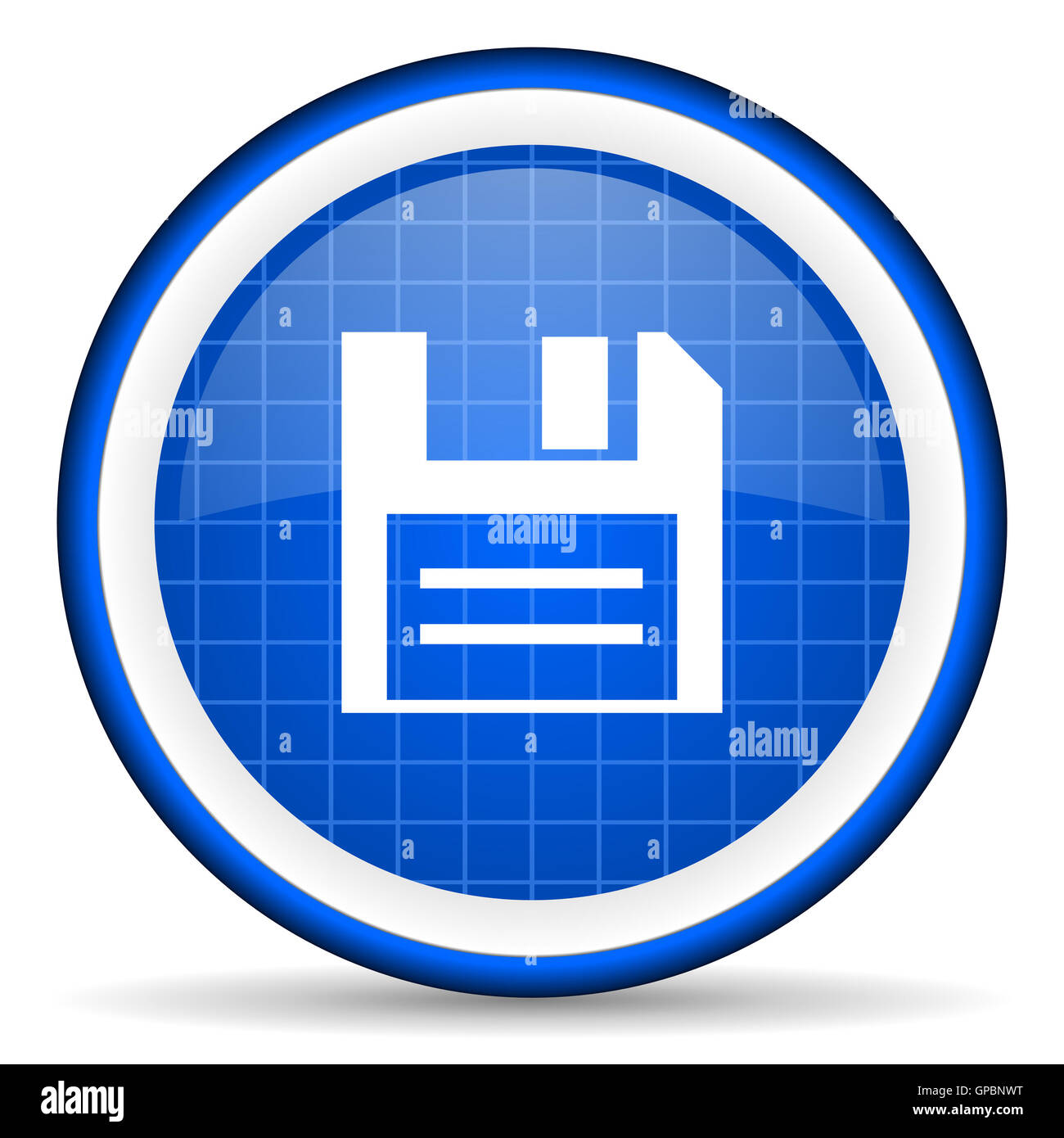 disk blue glossy icon on white background Stock Photo - Alamy
