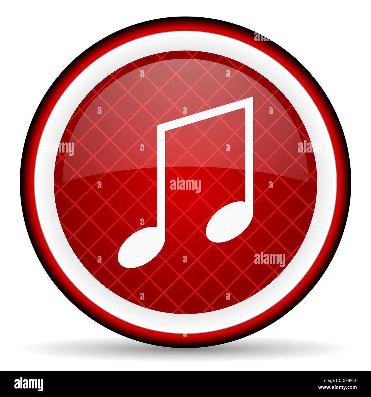 music red glossy icon on white background Stock Photo - Alamy