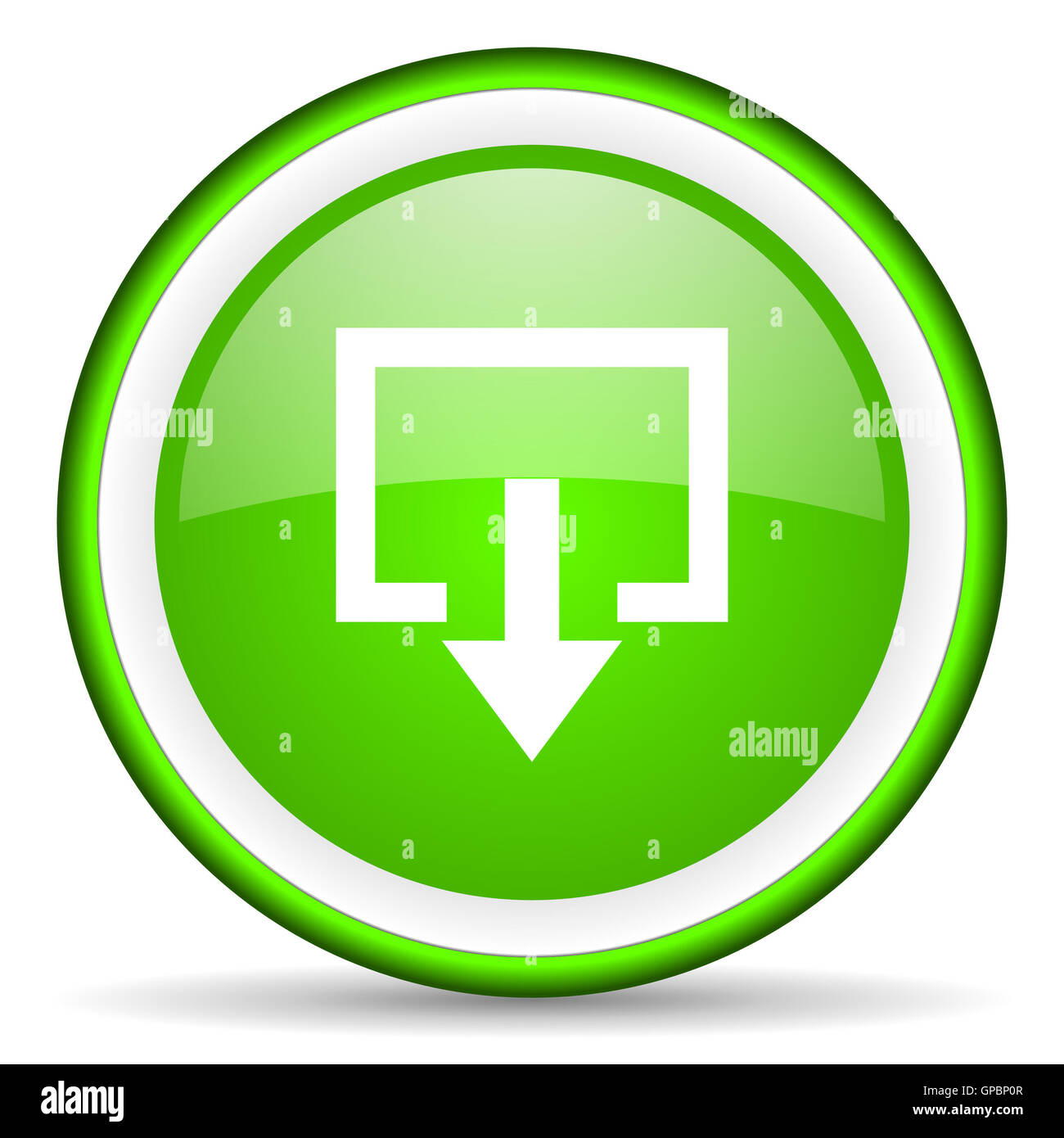 exit green glossy icon on white background Stock Photo - Alamy