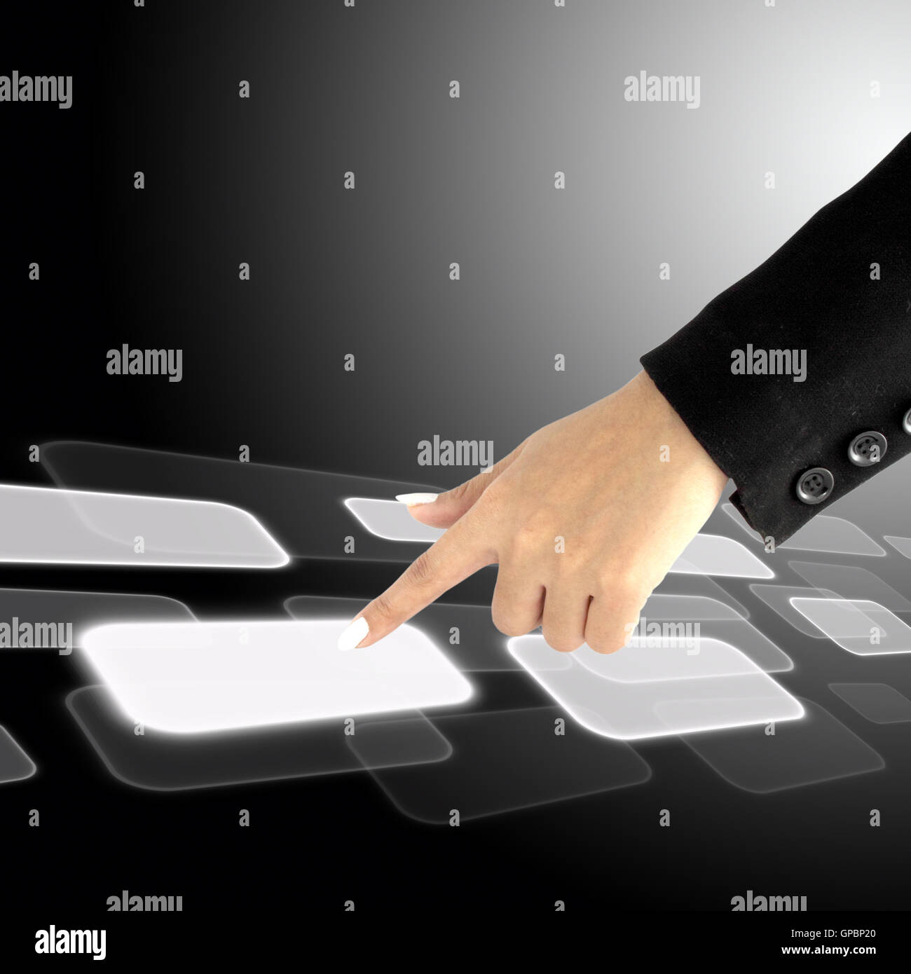 women hand pushing a button on a touch screen interface Stock Photo - Alamy