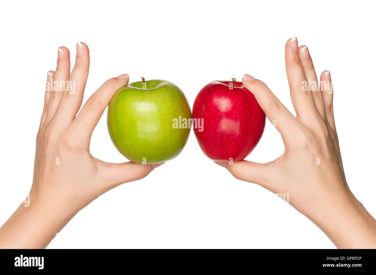 Hand with apple Stock Photo - Alamy