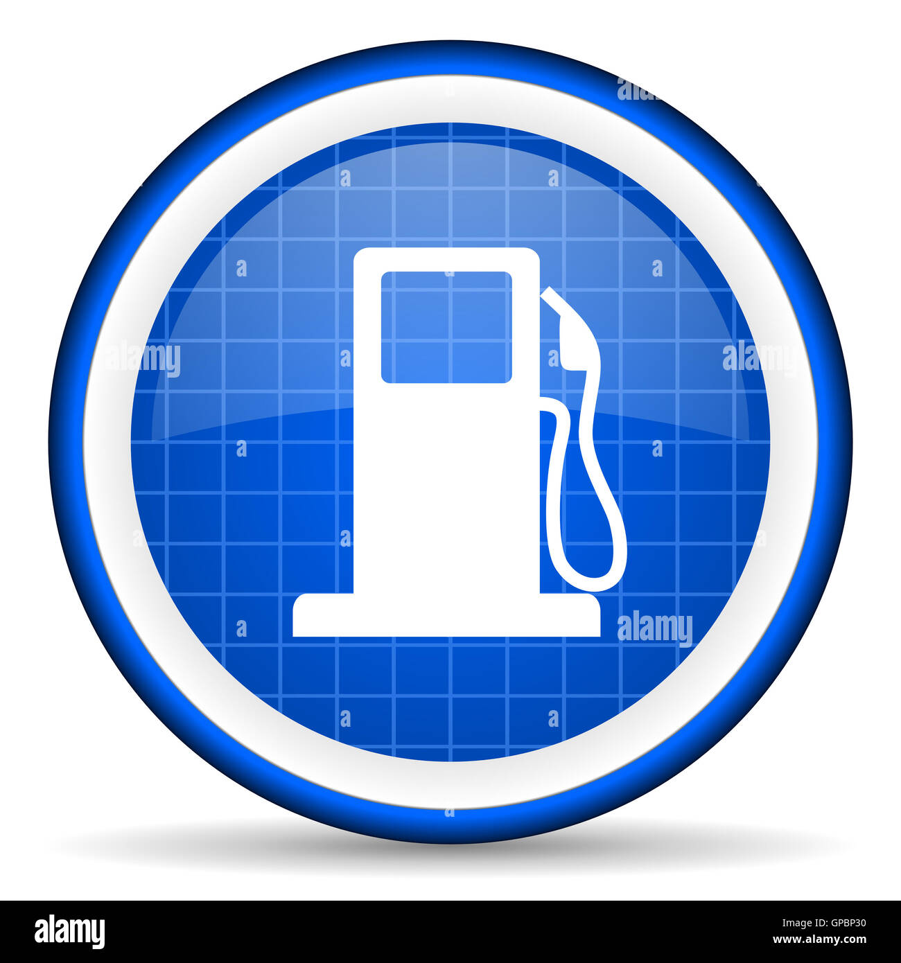 fuel blue glossy icon on white background Stock Photo - Alamy