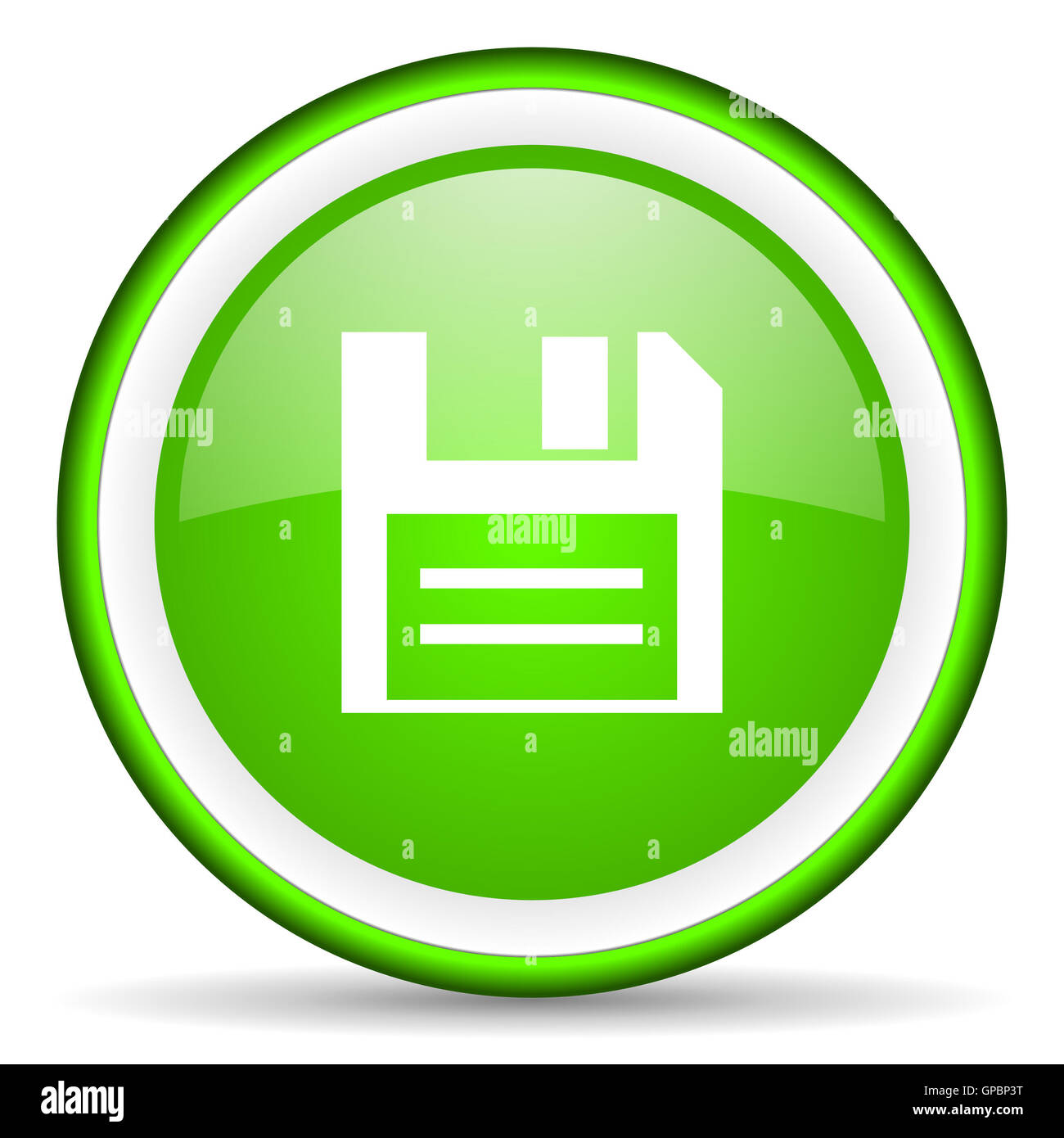 disk green glossy icon on white background Stock Photo - Alamy