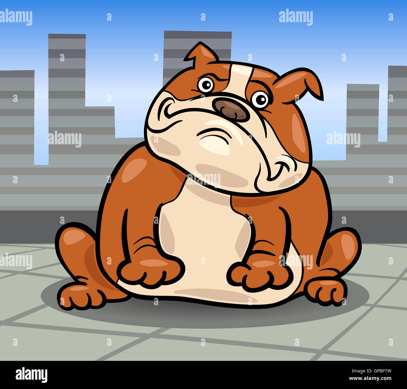 english bulldog dog cartoon illustration Stock Photo - Alamy