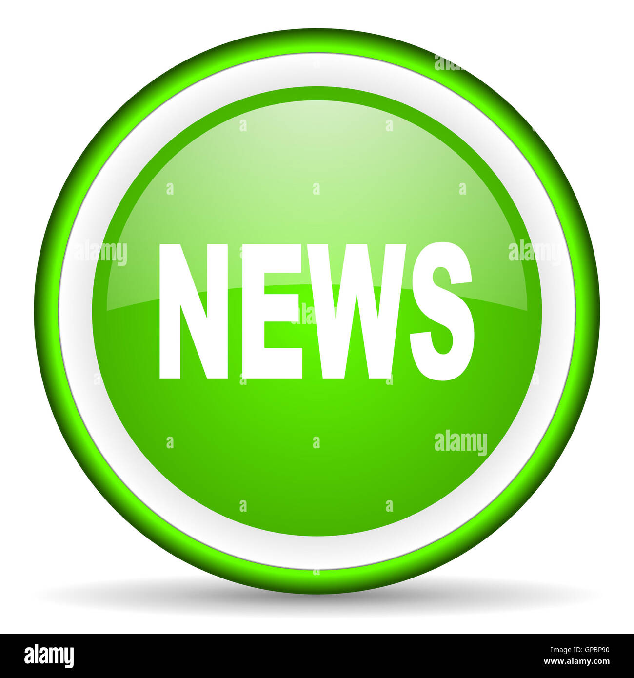 news green glossy icon on white background Stock Photo - Alamy