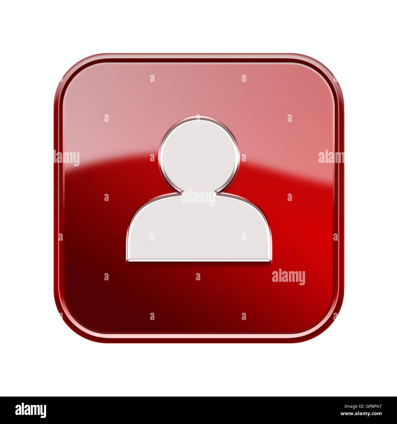 User icon glossy red, isolated on white background Stock Photo - Alamy
