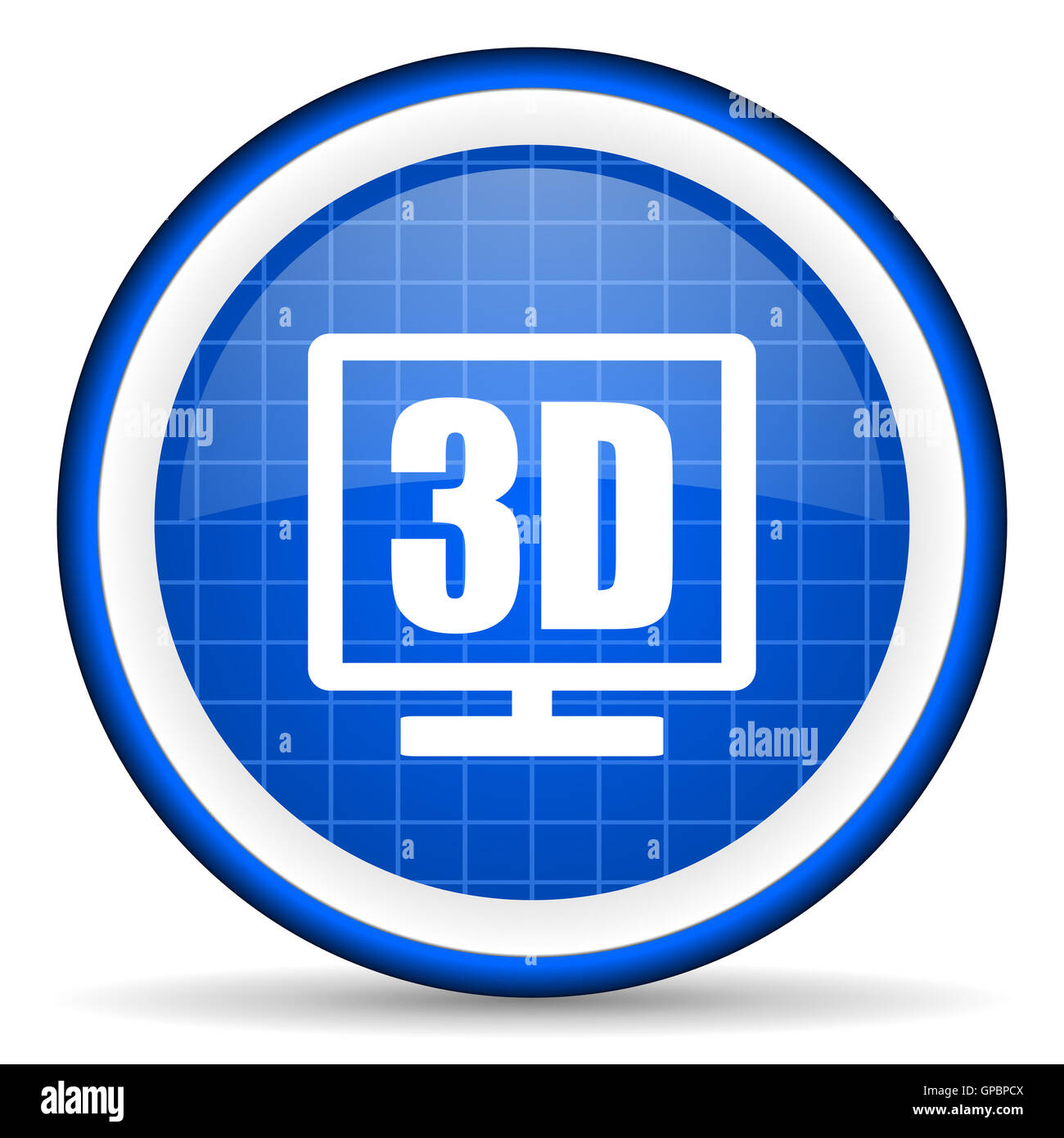 3d display blue glossy icon on white background Stock Photo - Alamy