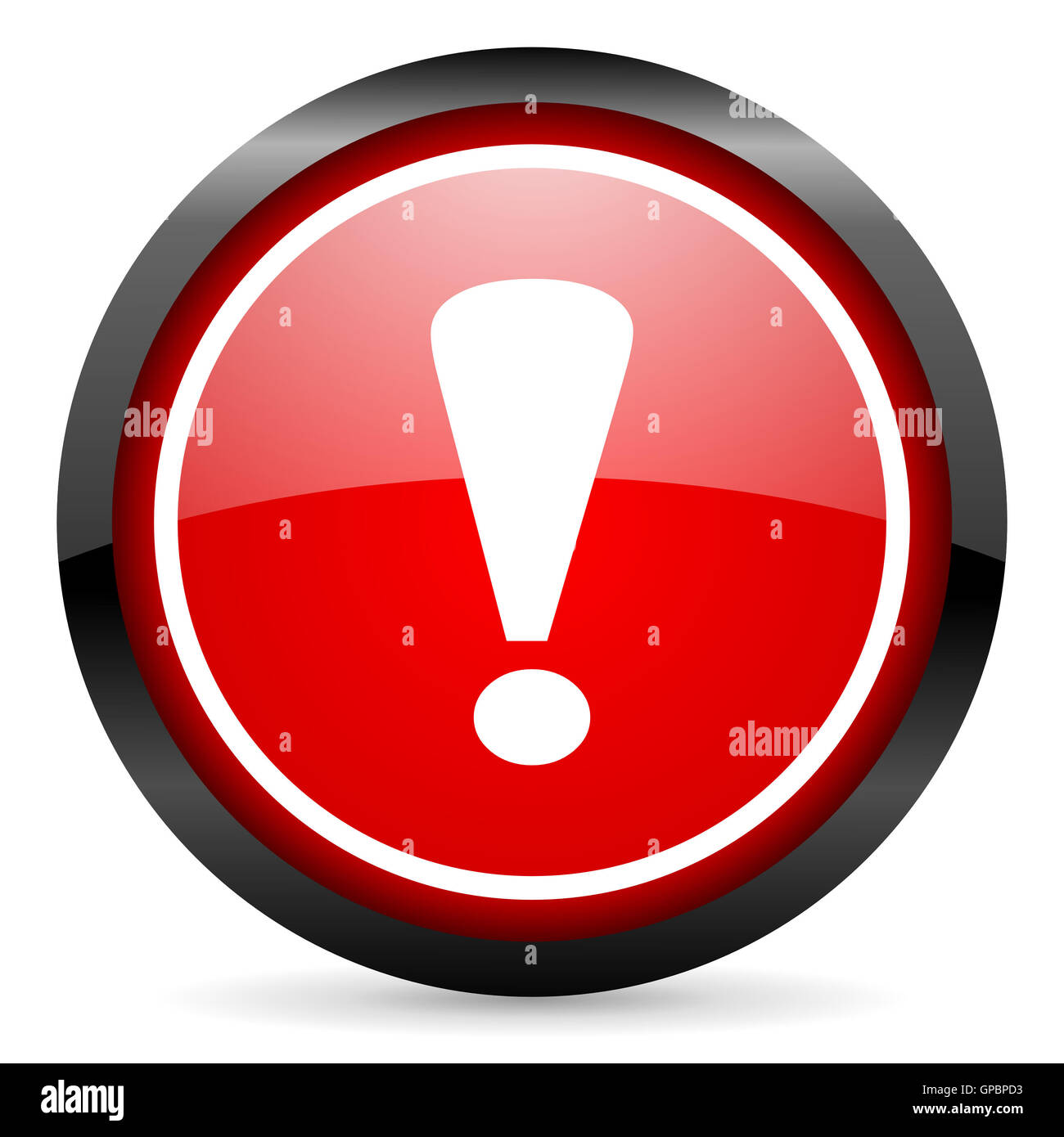 exclamation sign round red glossy icon on white background Stock Photo ...
