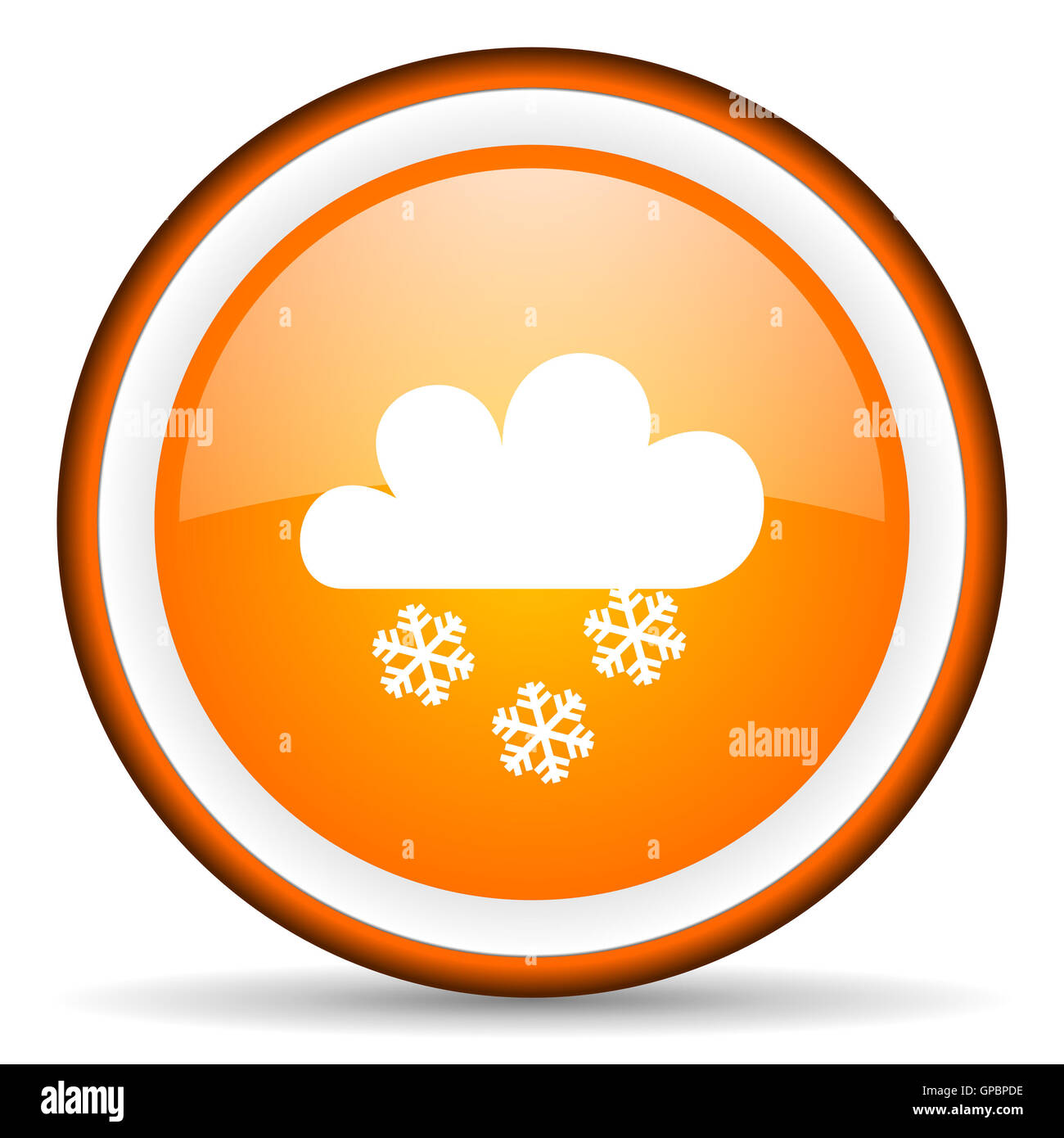 weather orange glossy circle icon on white background Stock Photo - Alamy