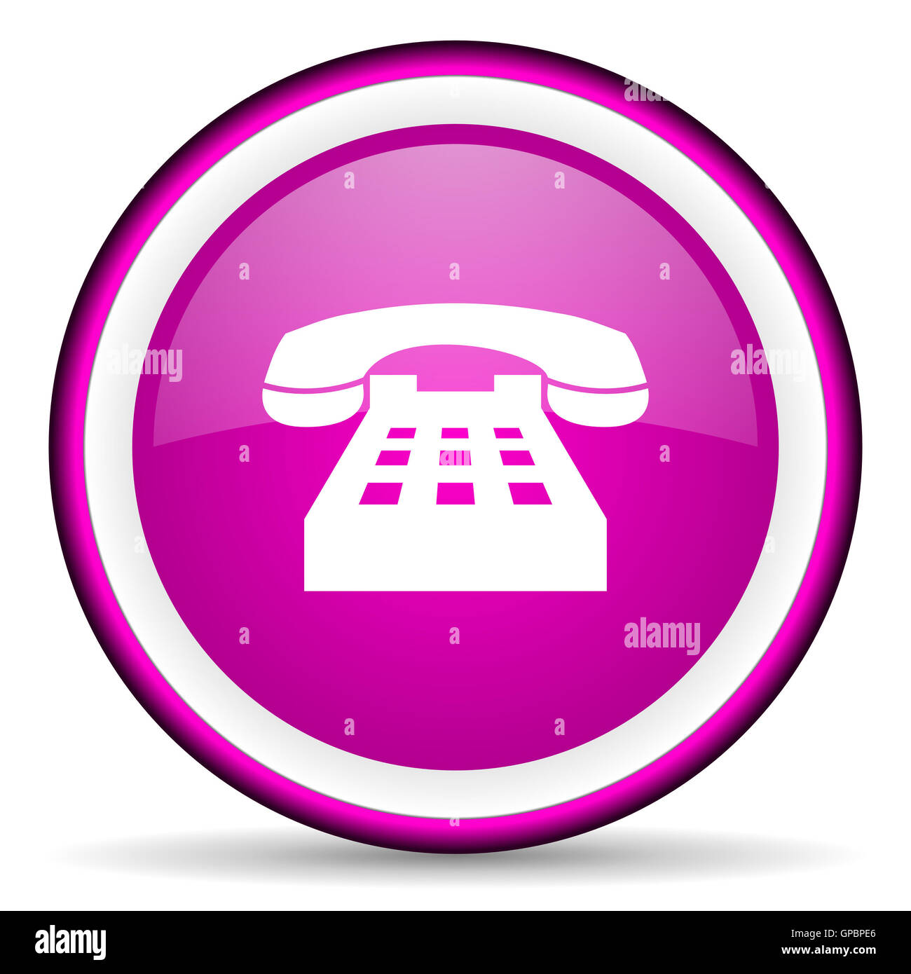 phone violet glossy icon on white background Stock Photo - Alamy