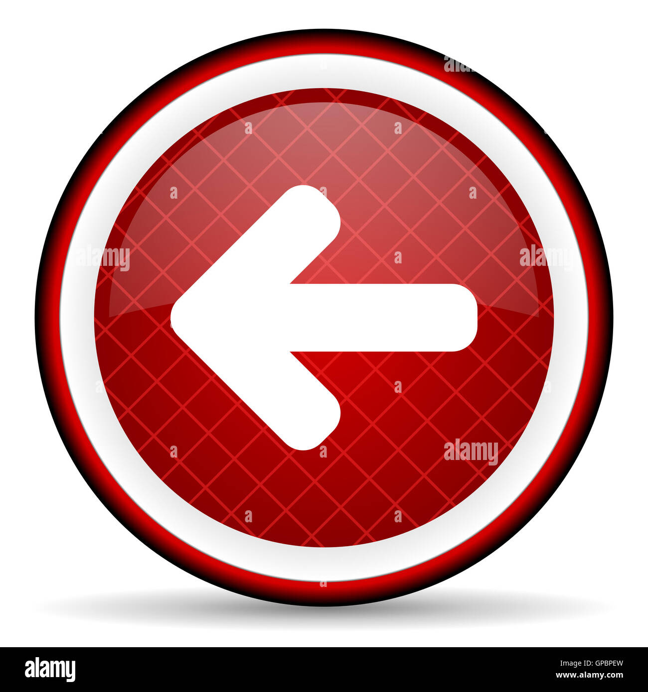arrow left red glossy icon on white background Stock Photo - Alamy