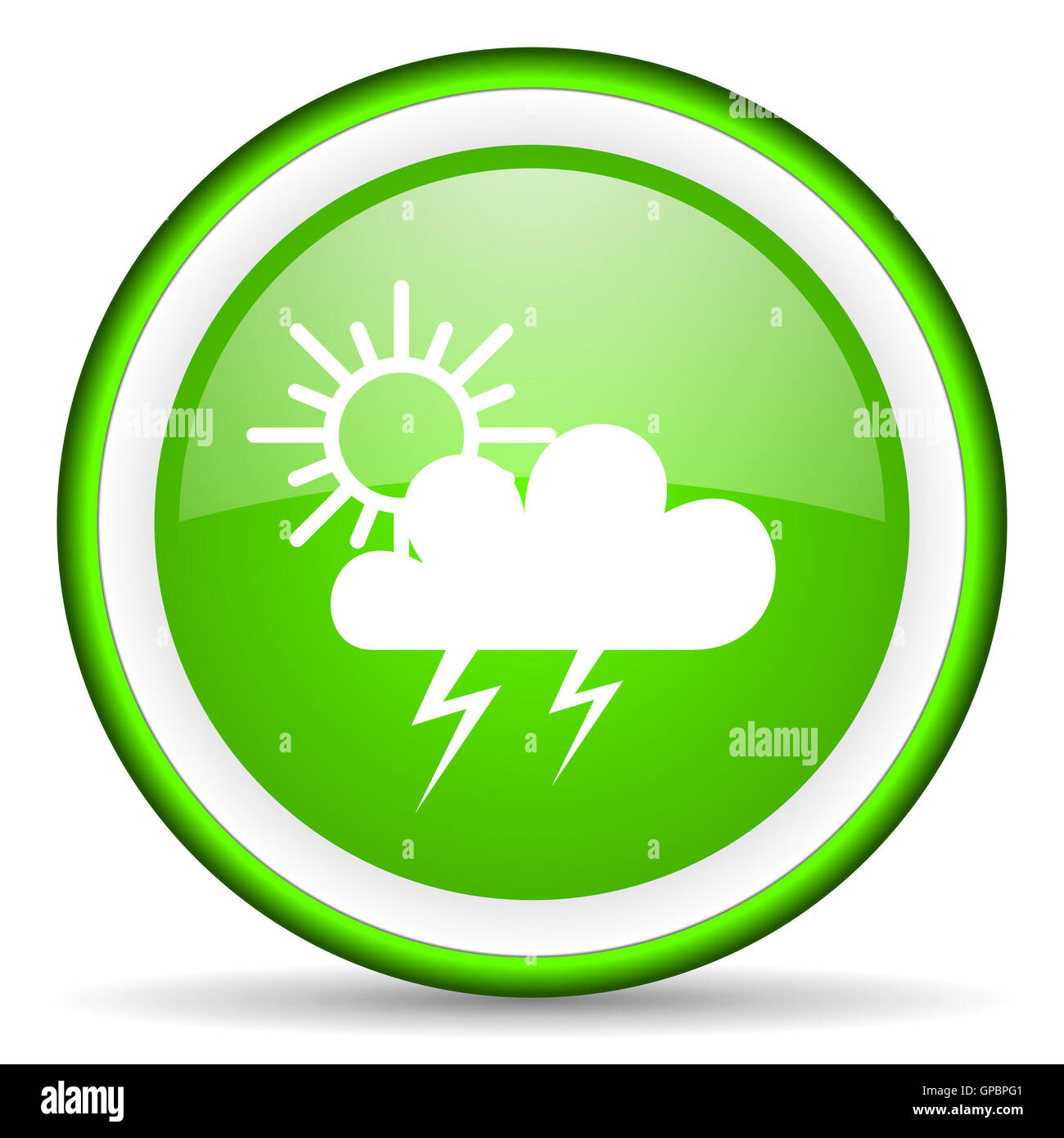 weather green glossy icon on white background Stock Photo - Alamy