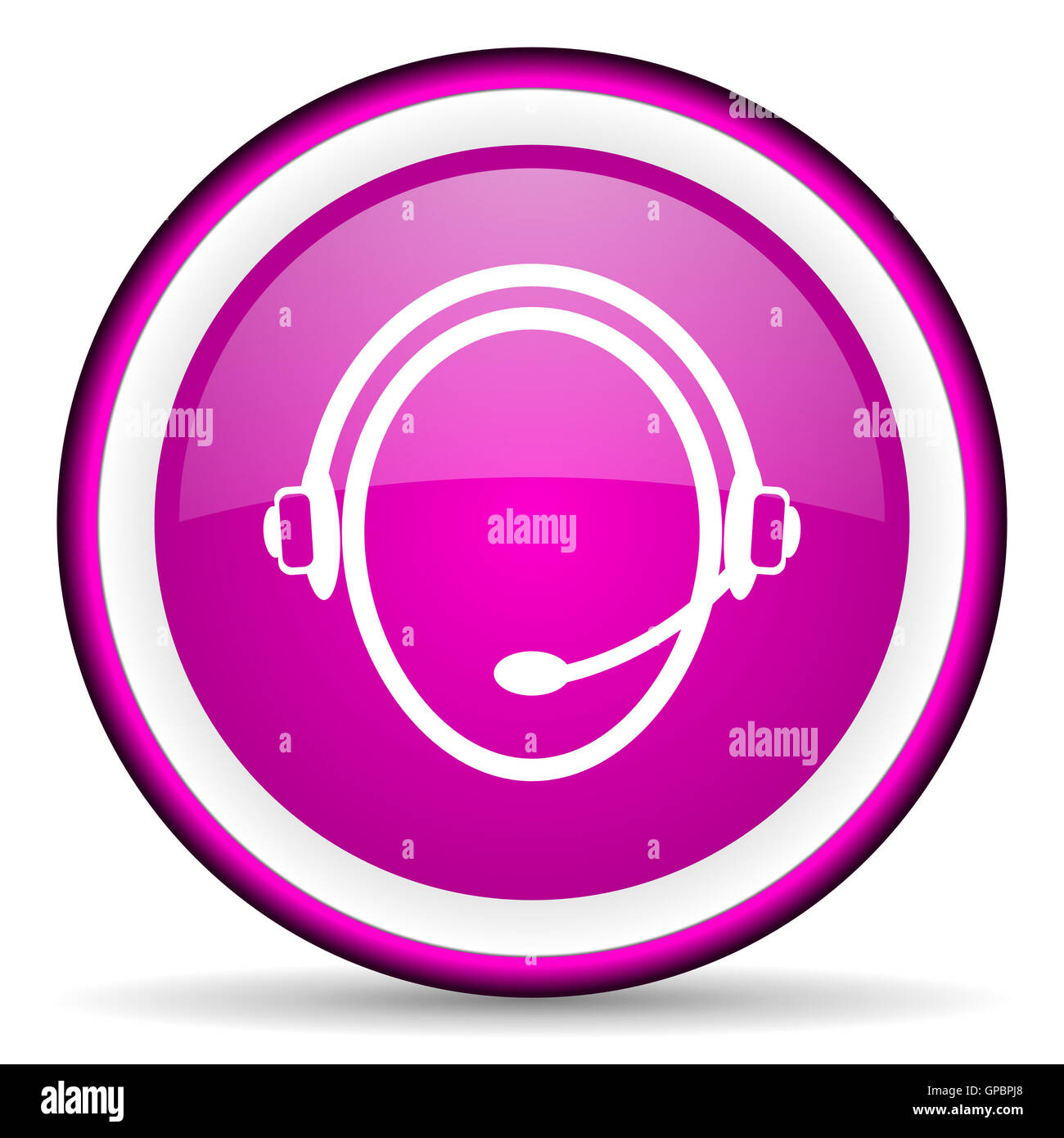 customer service violet glossy icon on white background Stock Photo - Alamy