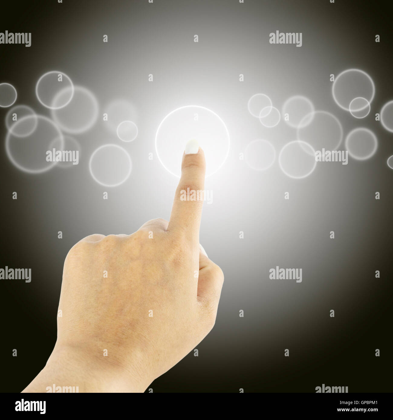 women hand pushing button Stock Photo - Alamy
