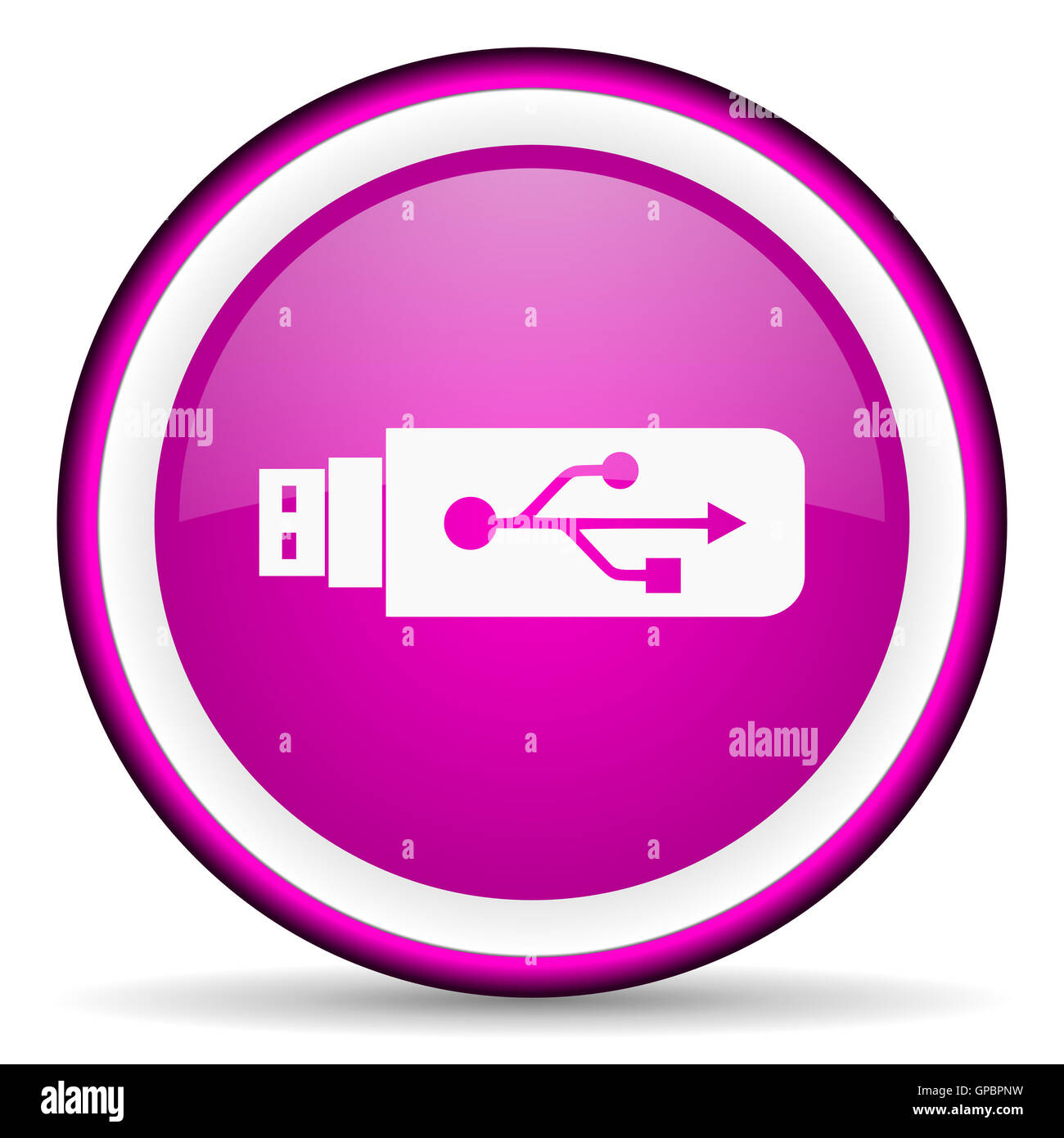 usb violet glossy icon on white background Stock Photo - Alamy