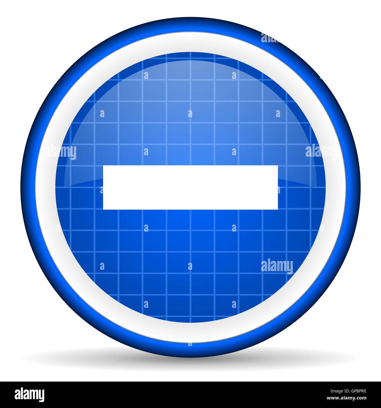 minus blue glossy icon on white background Stock Photo - Alamy