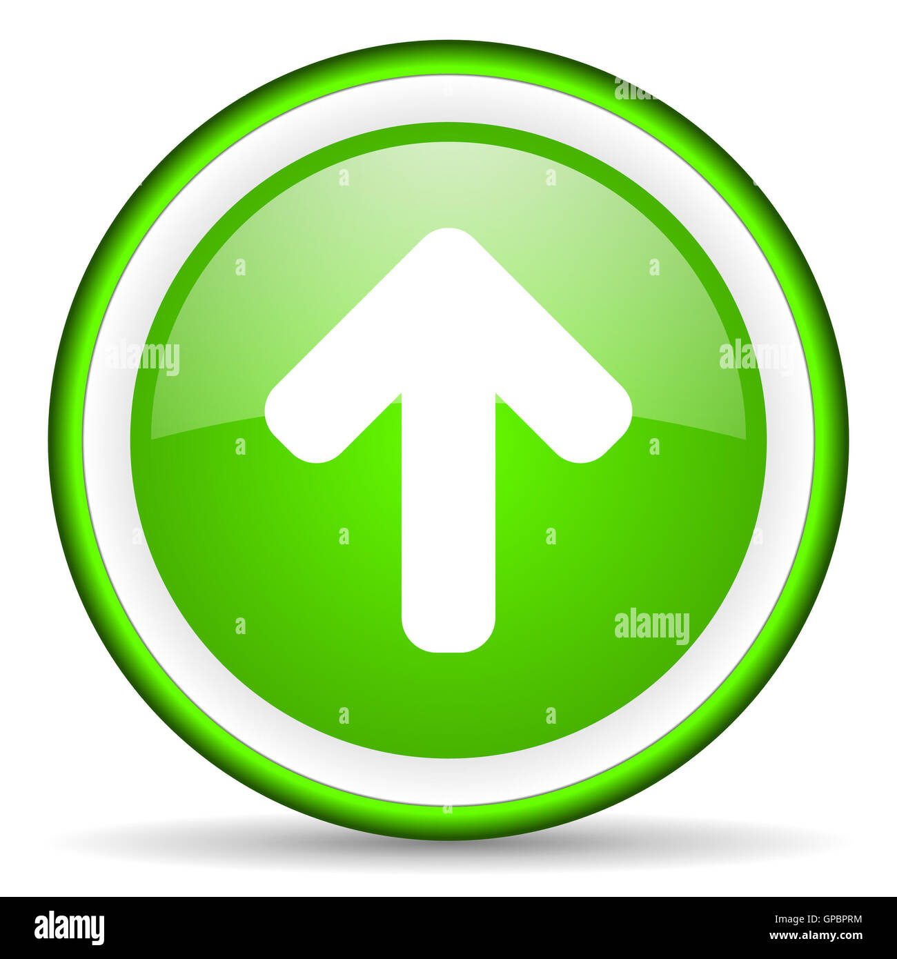 arrow up green glossy icon on white background Stock Photo - Alamy