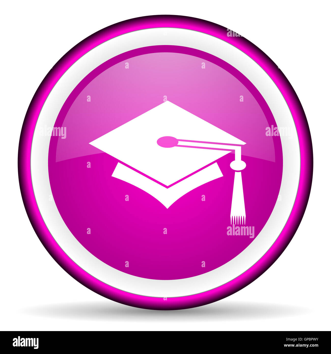 graduation violet glossy icon on white background Stock Photo - Alamy