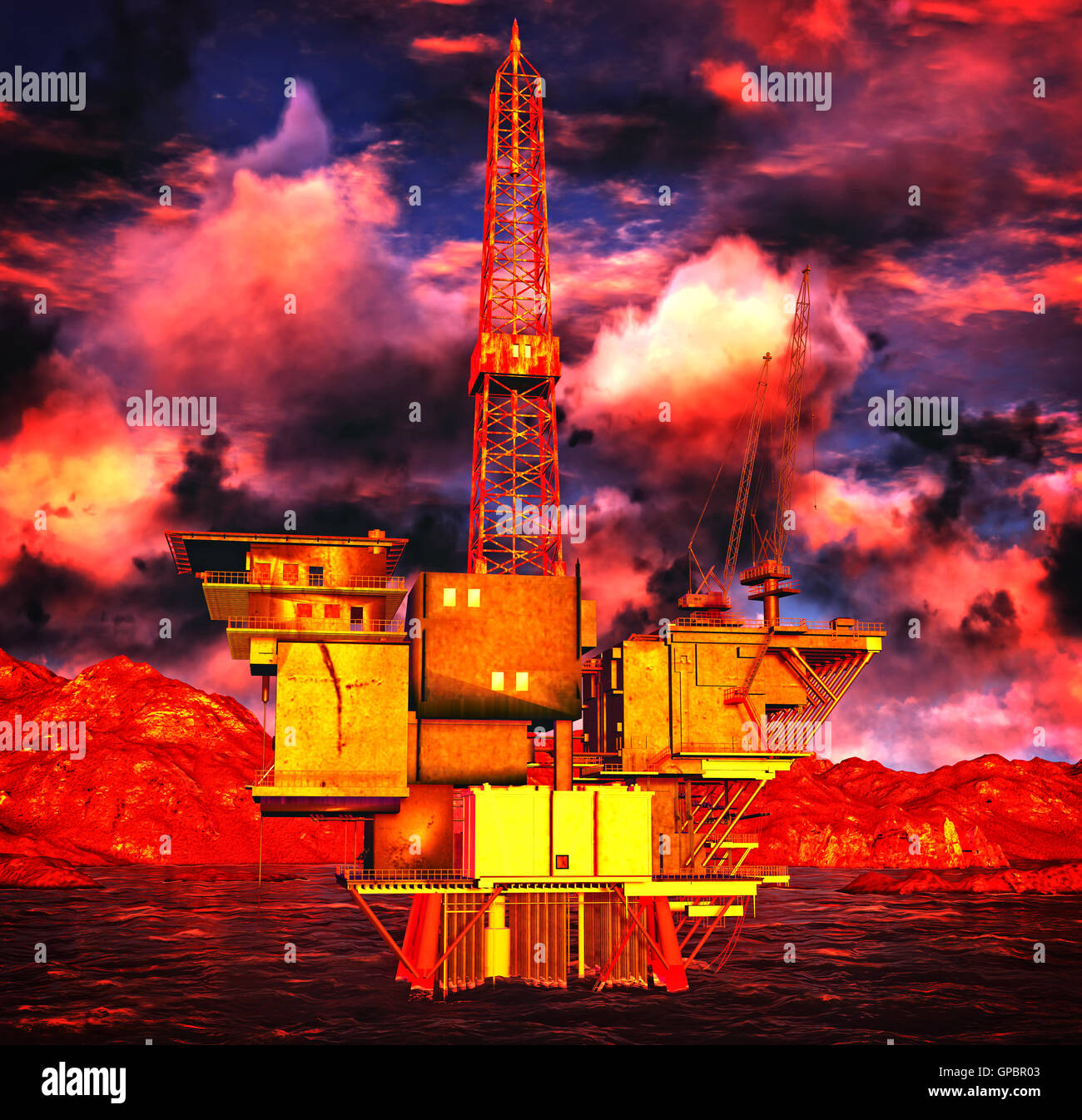 Oil rig platform Stock Photo - Alamy