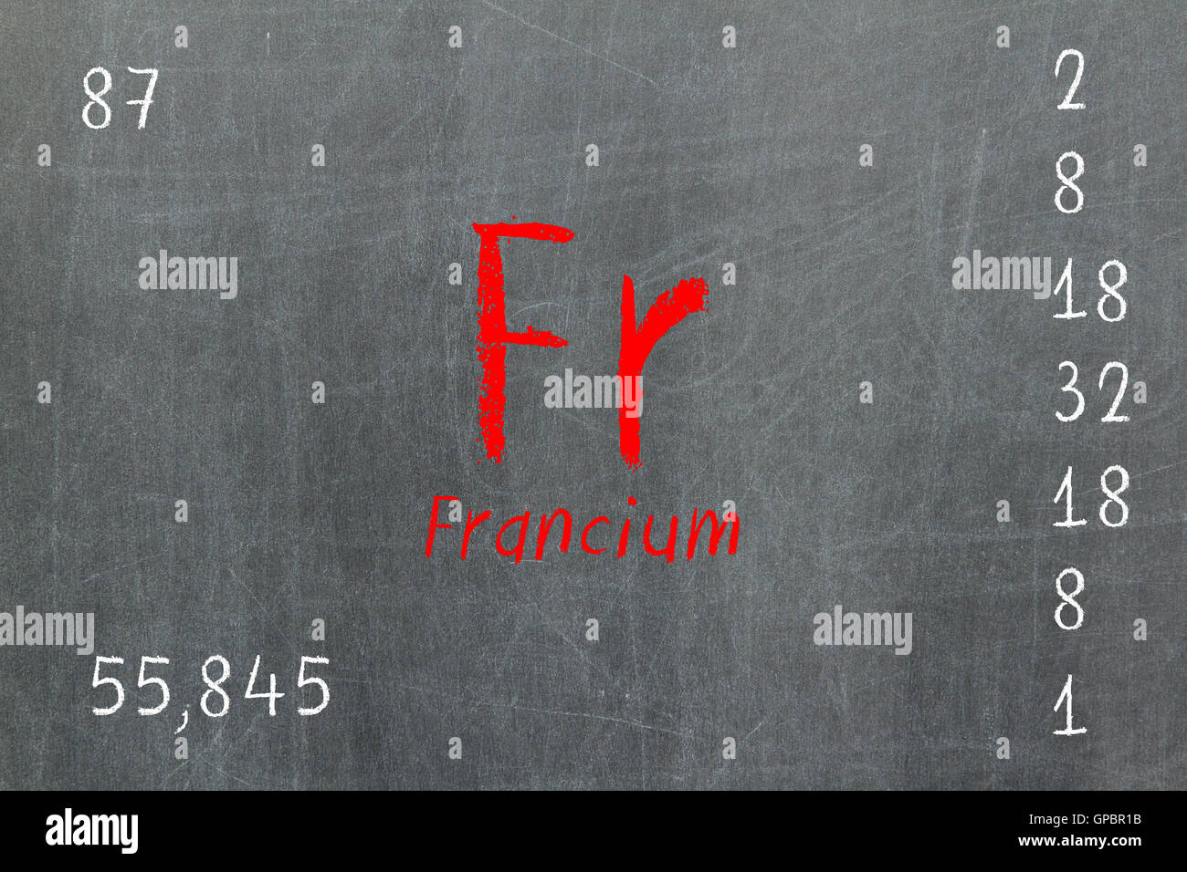 Isolated blackboard with periodic table, Francium Stock Photo - Alamy