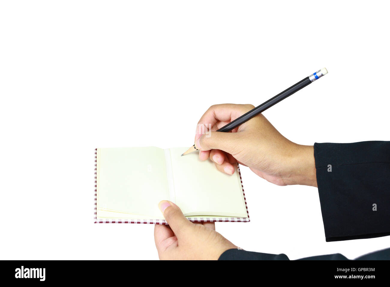 human hands with pencil and writting something Stock Photo - Alamy