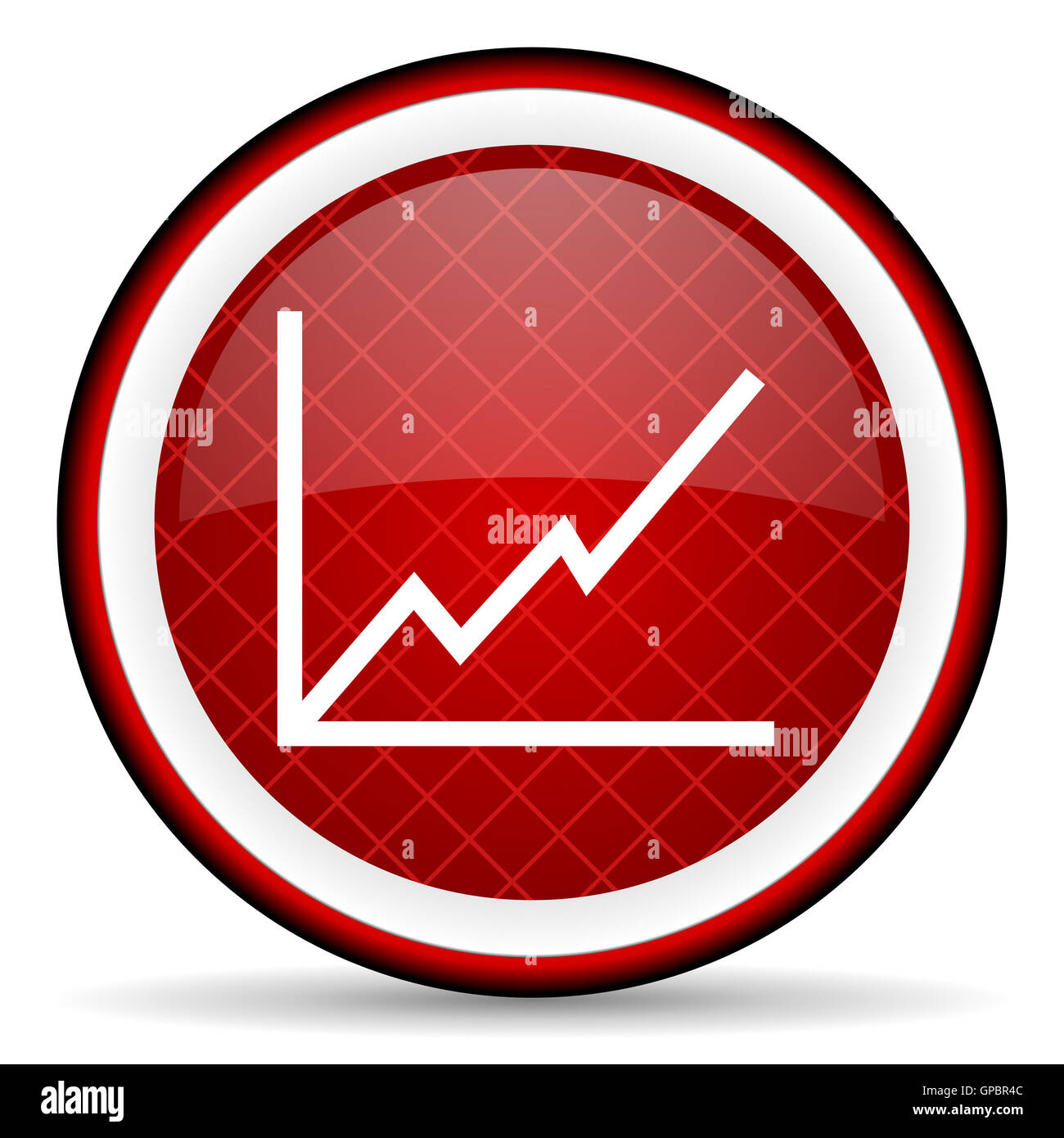 chart red glossy icon on white background Stock Photo - Alamy