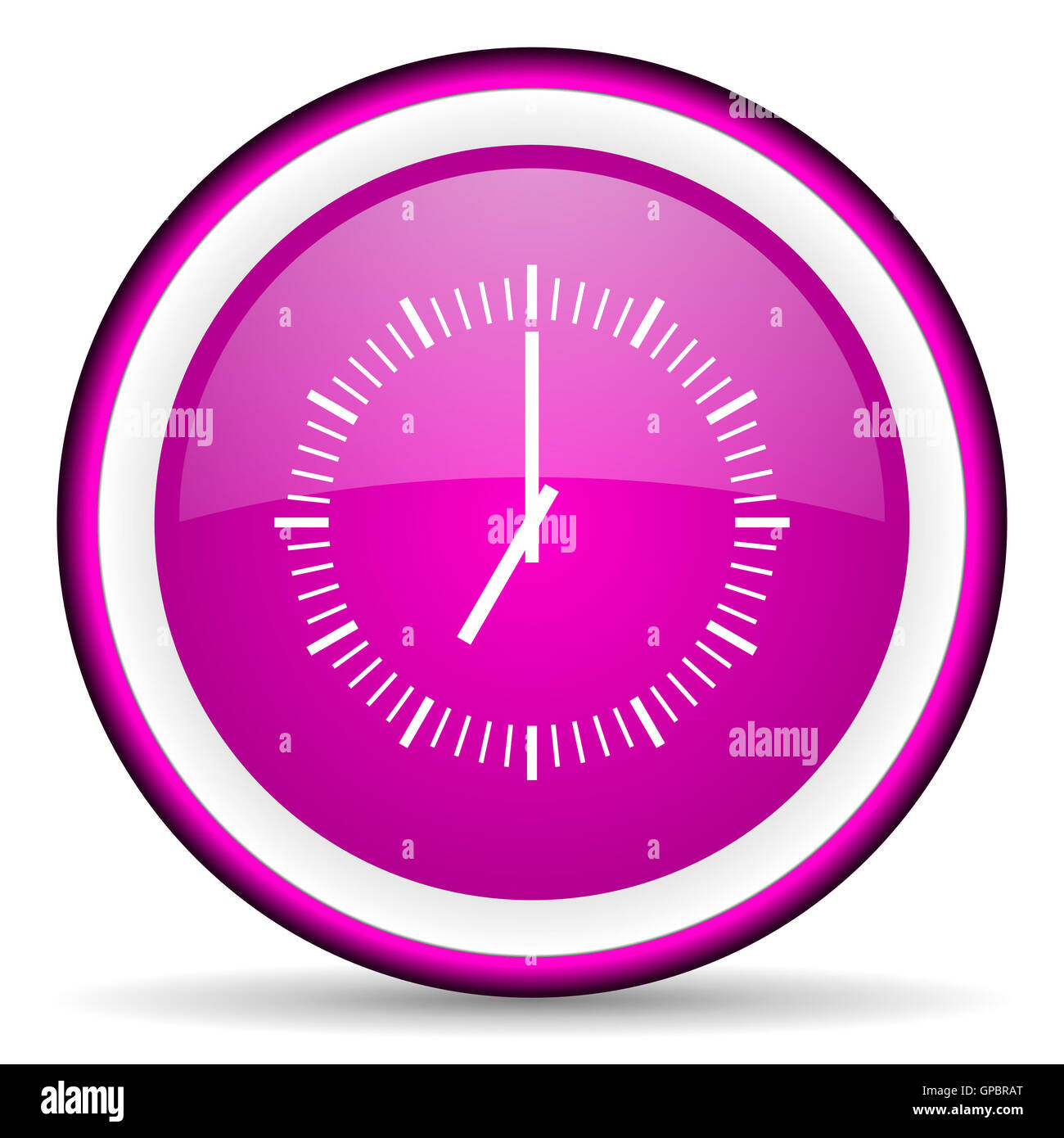 clock violet glossy icon on white background Stock Photo - Alamy