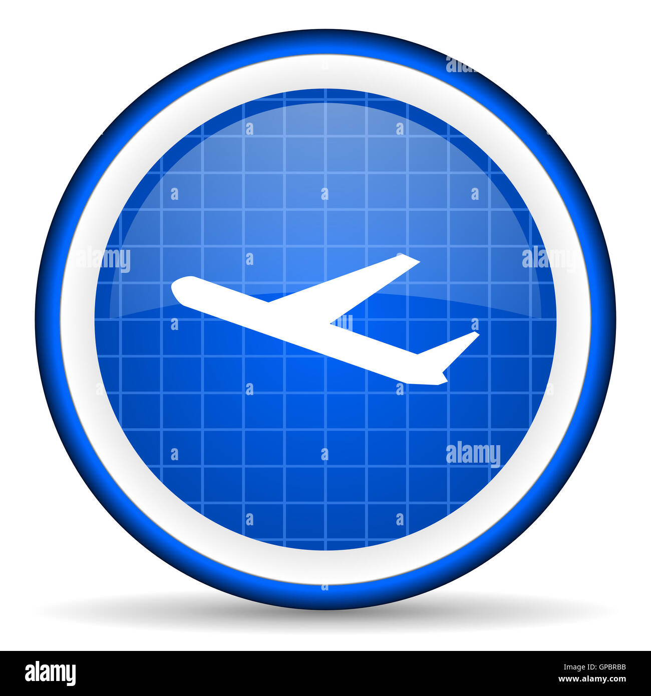 airplane blue glossy icon on white background Stock Photo - Alamy
