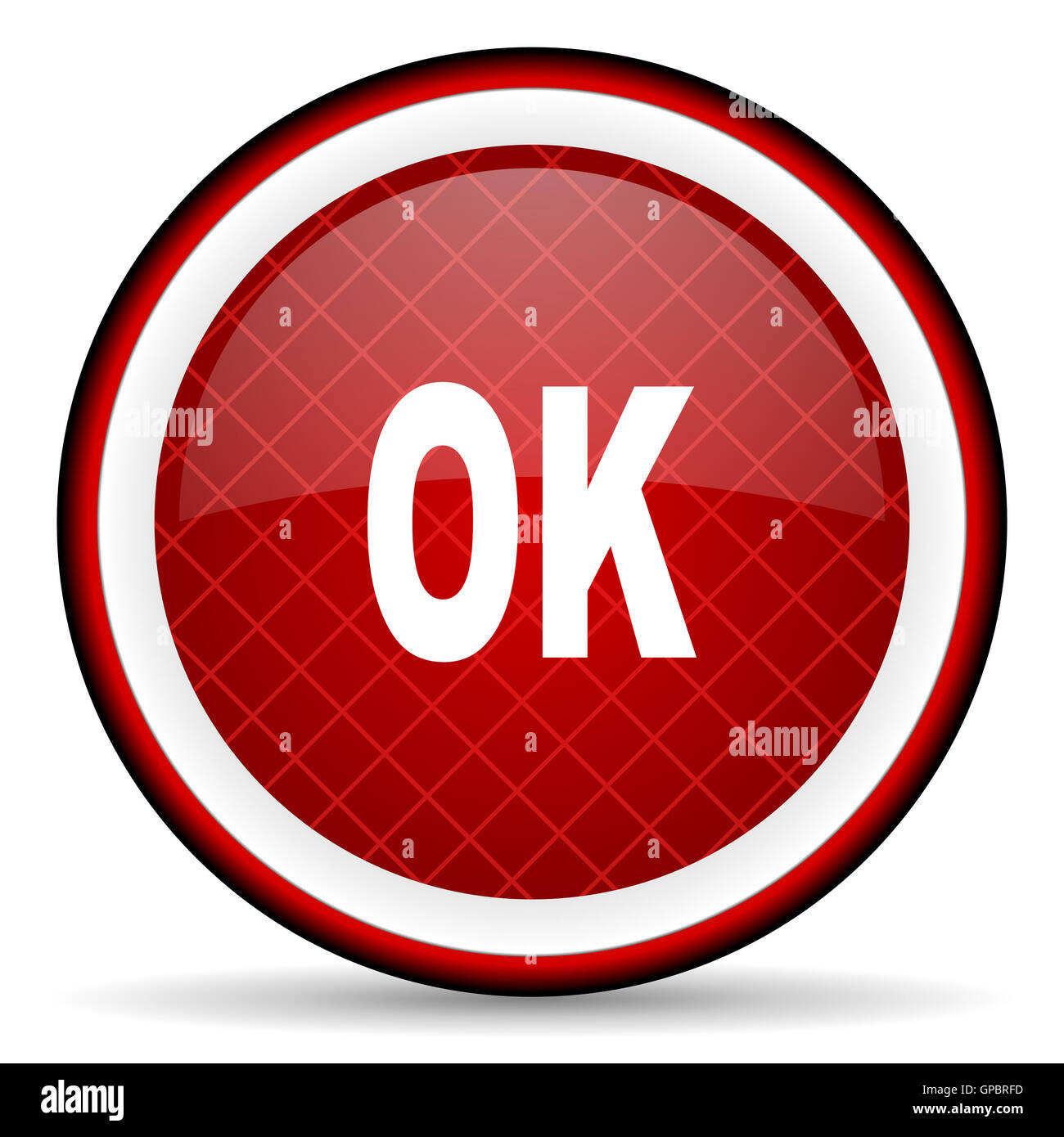 ok red glossy icon on white background Stock Photo - Alamy
