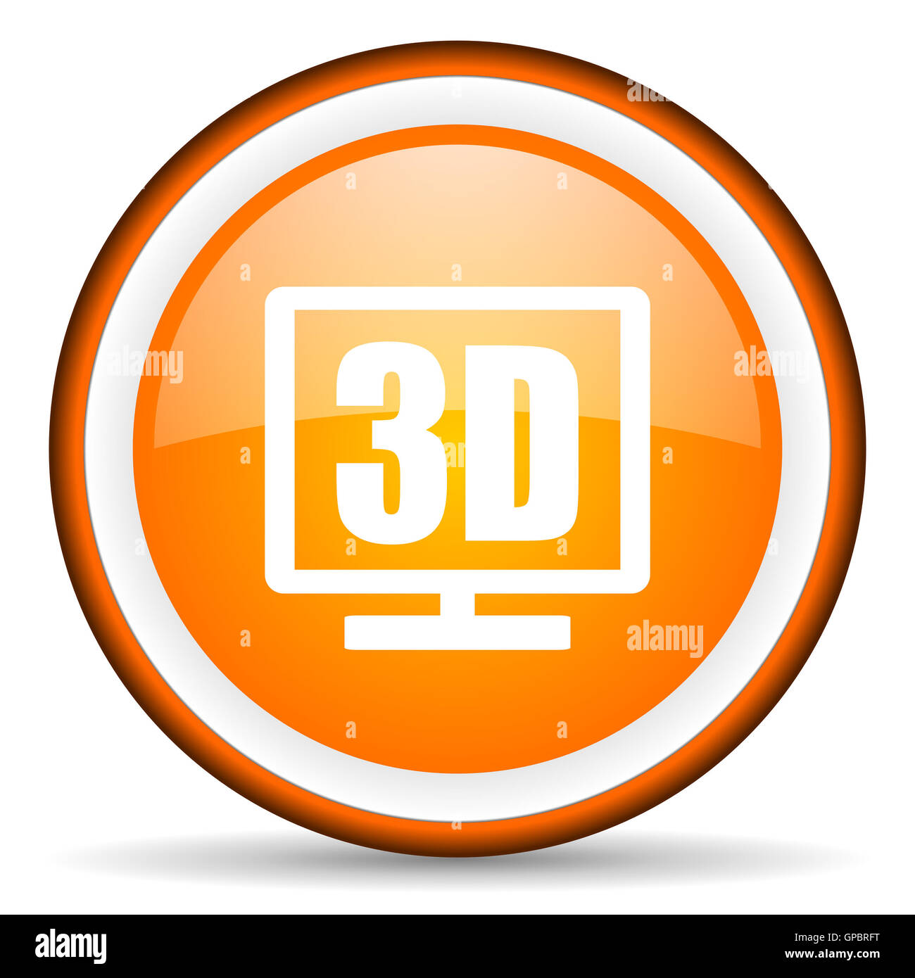 3d display orange glossy circle icon on white background Stock Photo ...