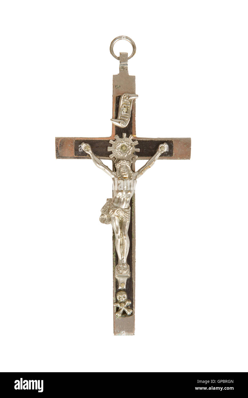 Silver christian cross, isolated Stock Photo - Alamy