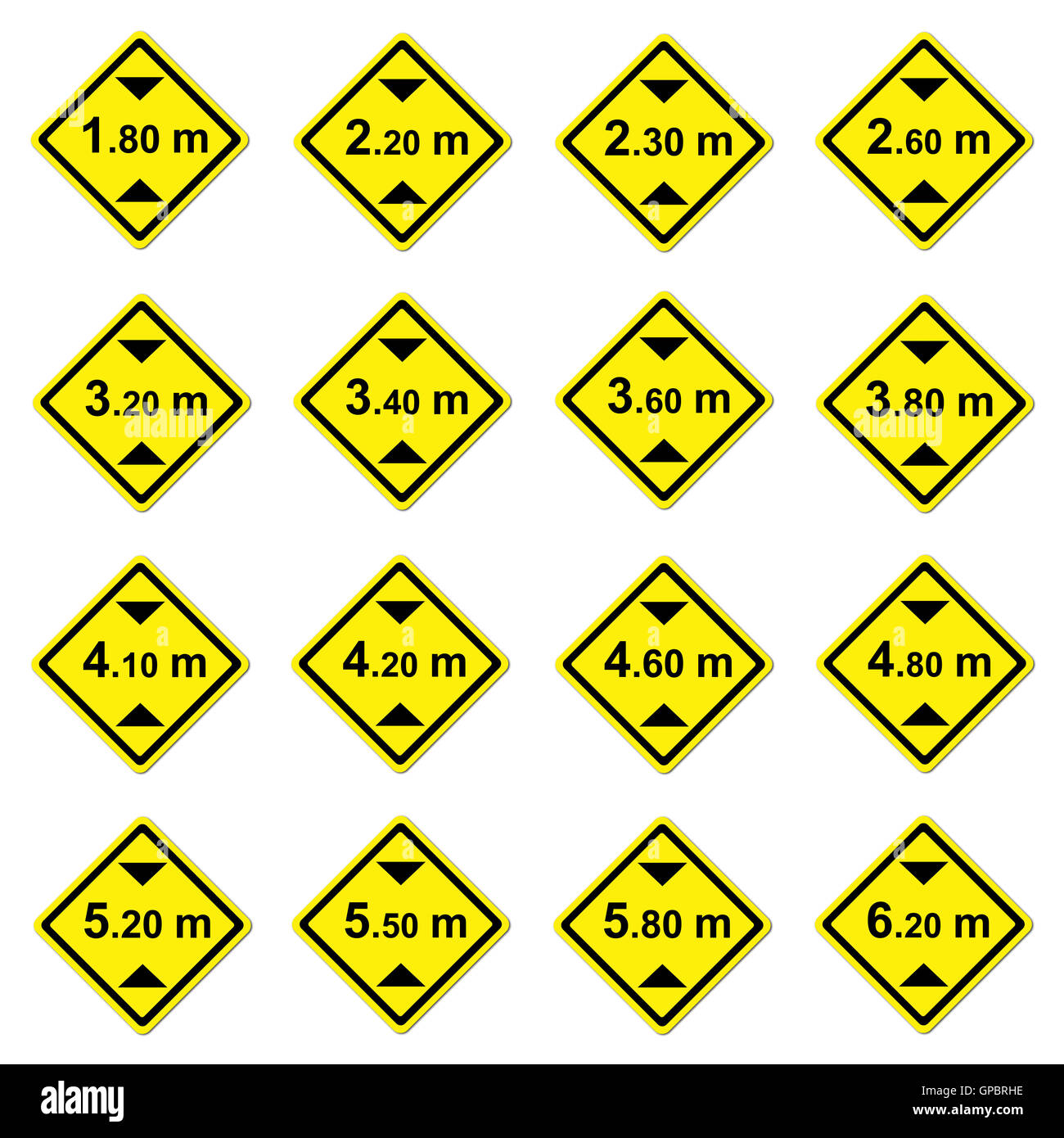 Height limit warning sign Cut Out Stock Images & Pictures - Alamy