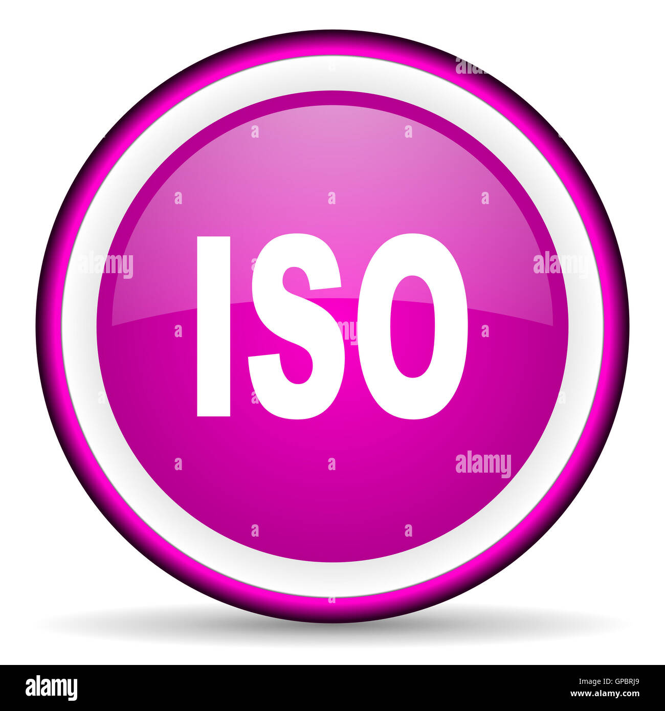 iso violet glossy icon on white background Stock Photo - Alamy