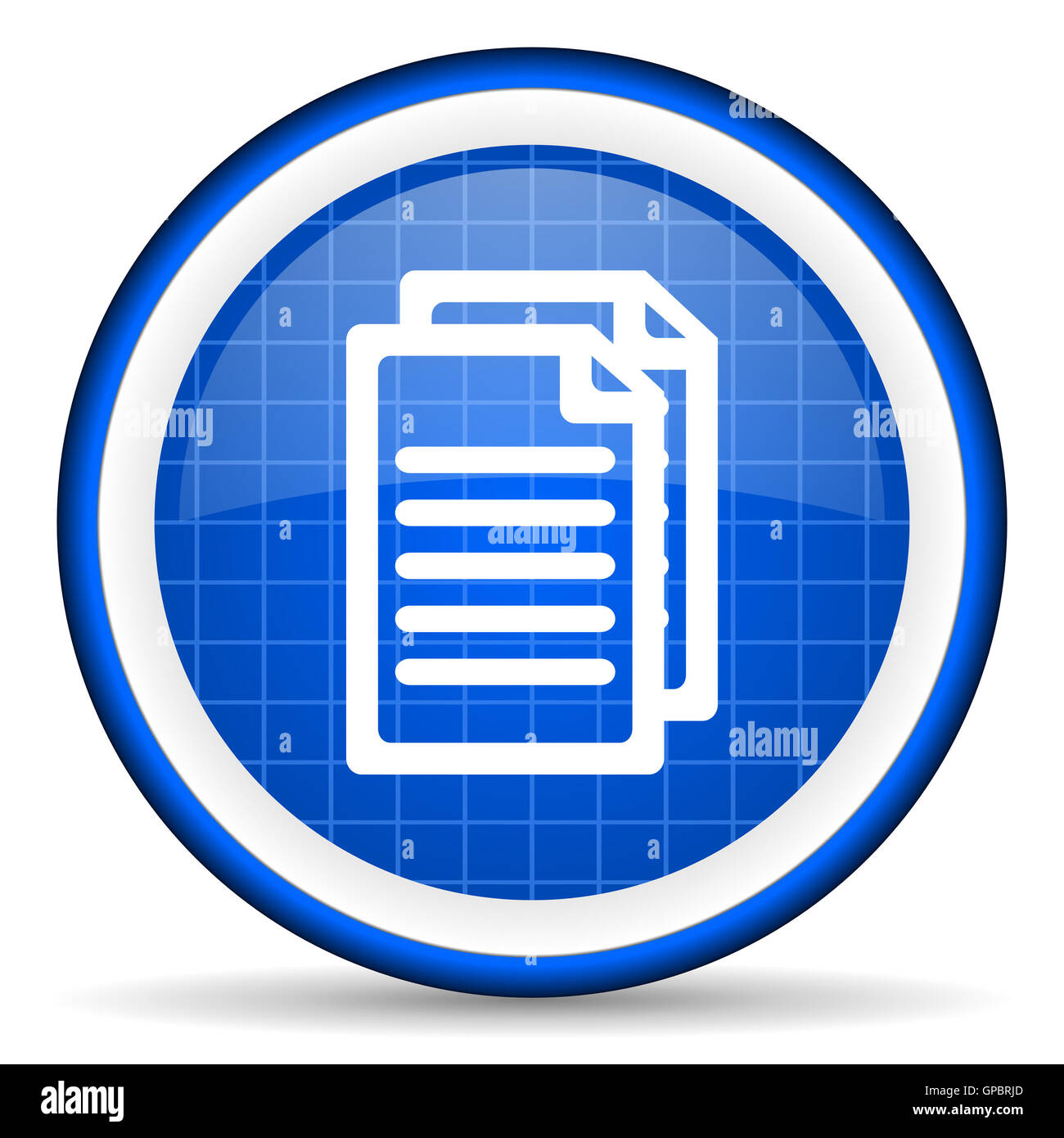 document blue glossy icon on white background Stock Photo - Alamy