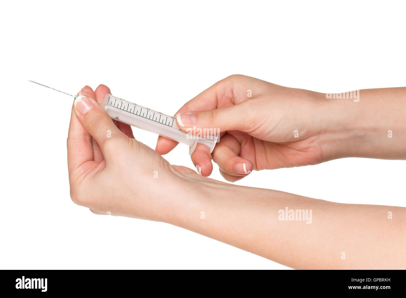 Hand with syringe Stock Photo - Alamy