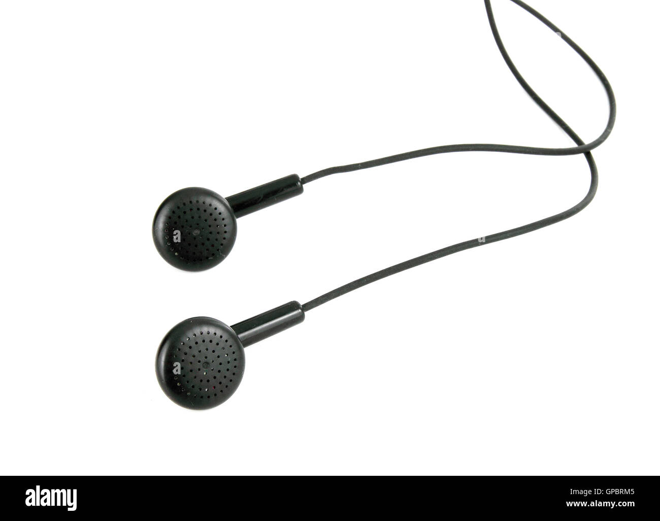Modern portable audio earphones, isolated on a white background Stock ...