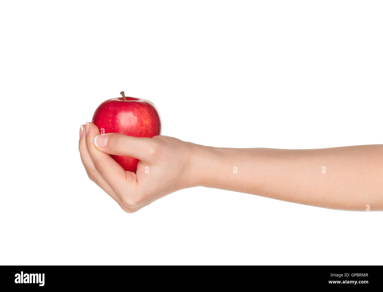 Hand with apple Stock Photo - Alamy