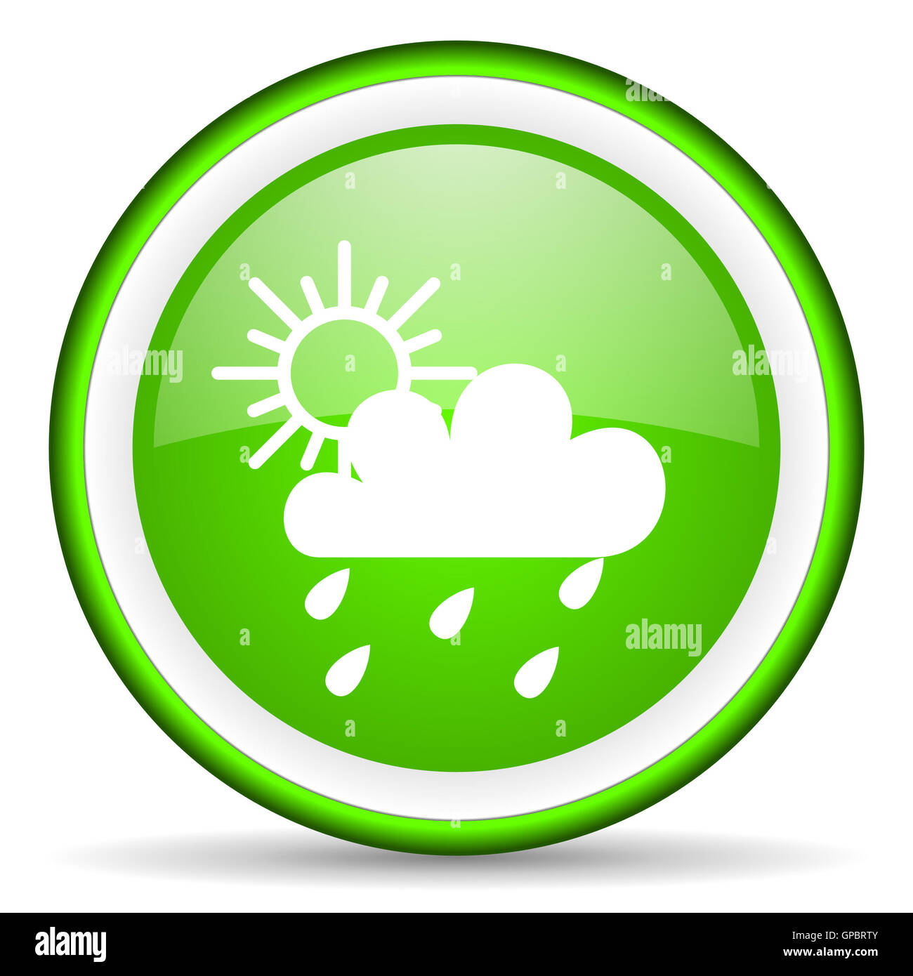 weather green glossy icon on white background Stock Photo - Alamy