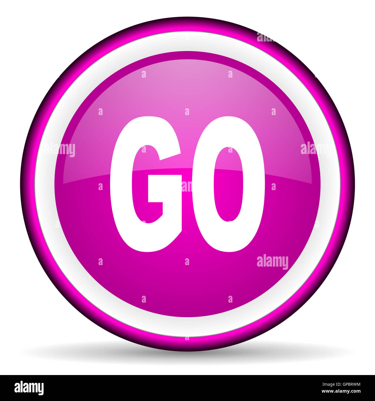 go violet glossy icon on white background Stock Photo - Alamy