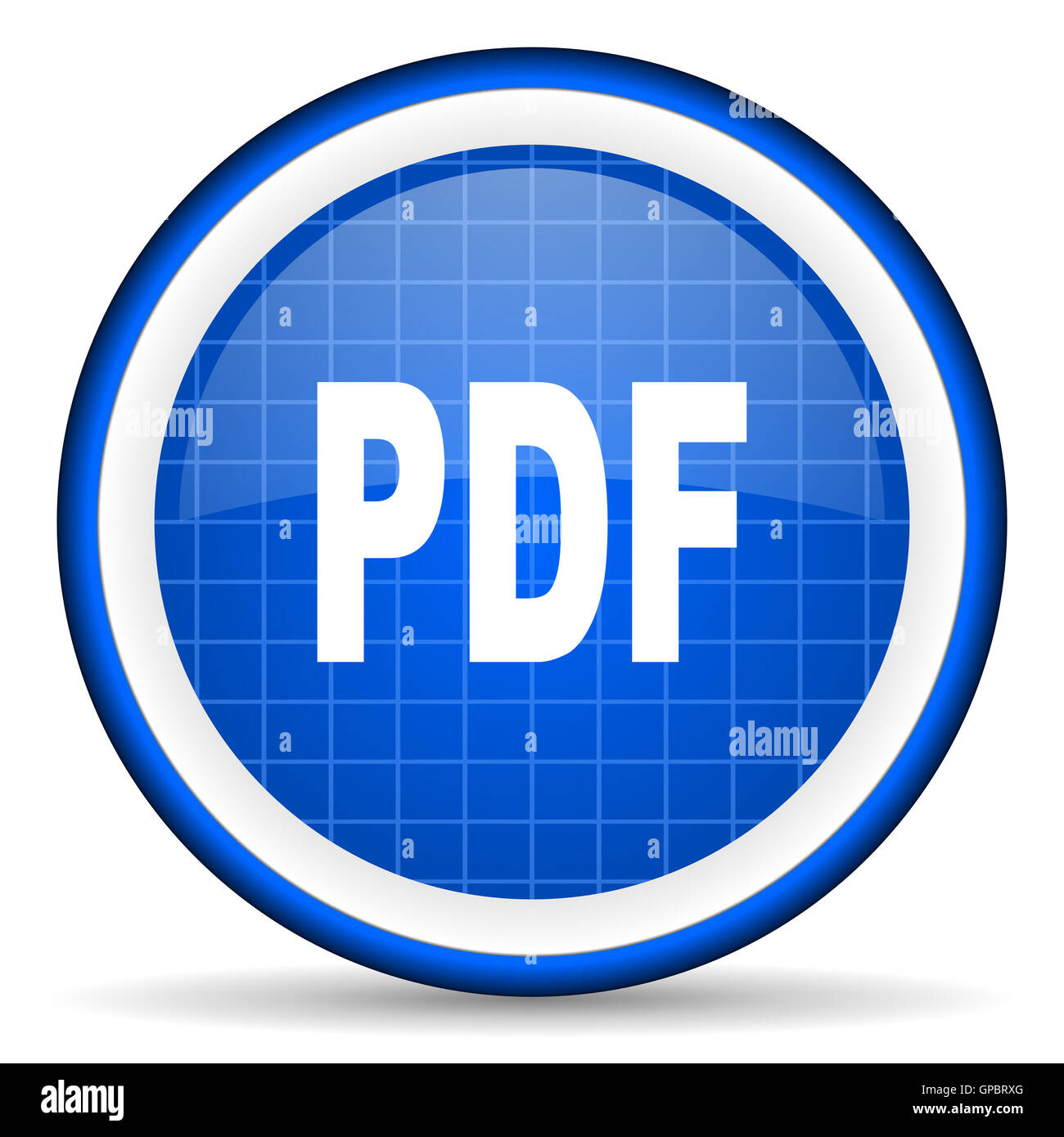 pdf blue glossy icon on white background Stock Photo - Alamy